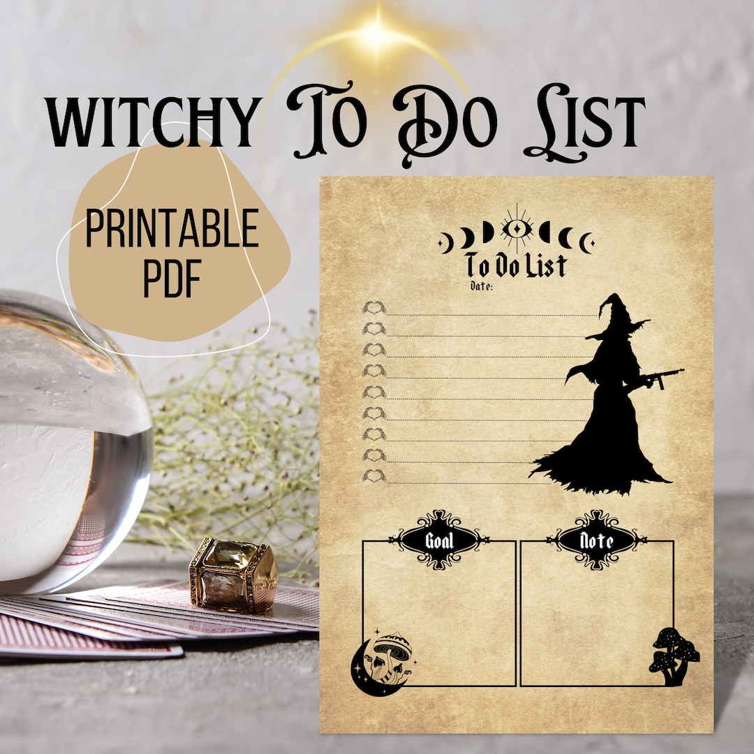 Gothic Witchy Daily to Do List Printable Pdf Goth Chore List, to Do ...