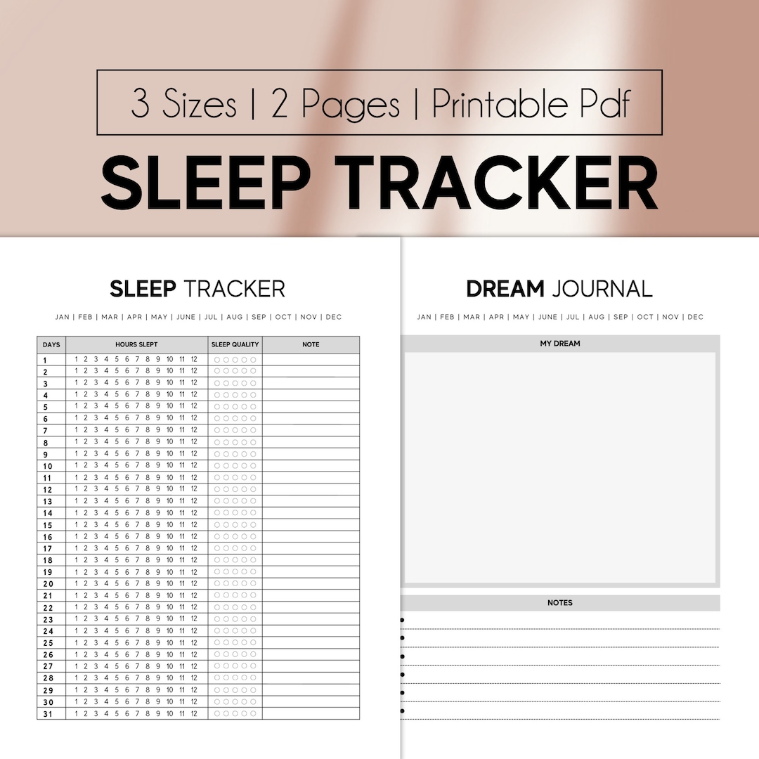 Minimal Monthly Sleep Tracker Printable Sleep Log, Sleep Diary, Sleep ...