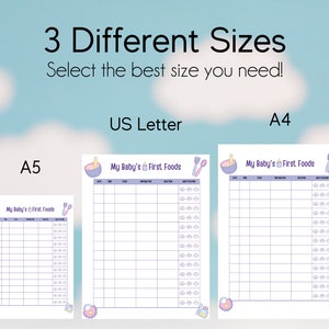 Baby Food Tracker Printable Baby’s First Foods Meal Planner, Food Diary ...