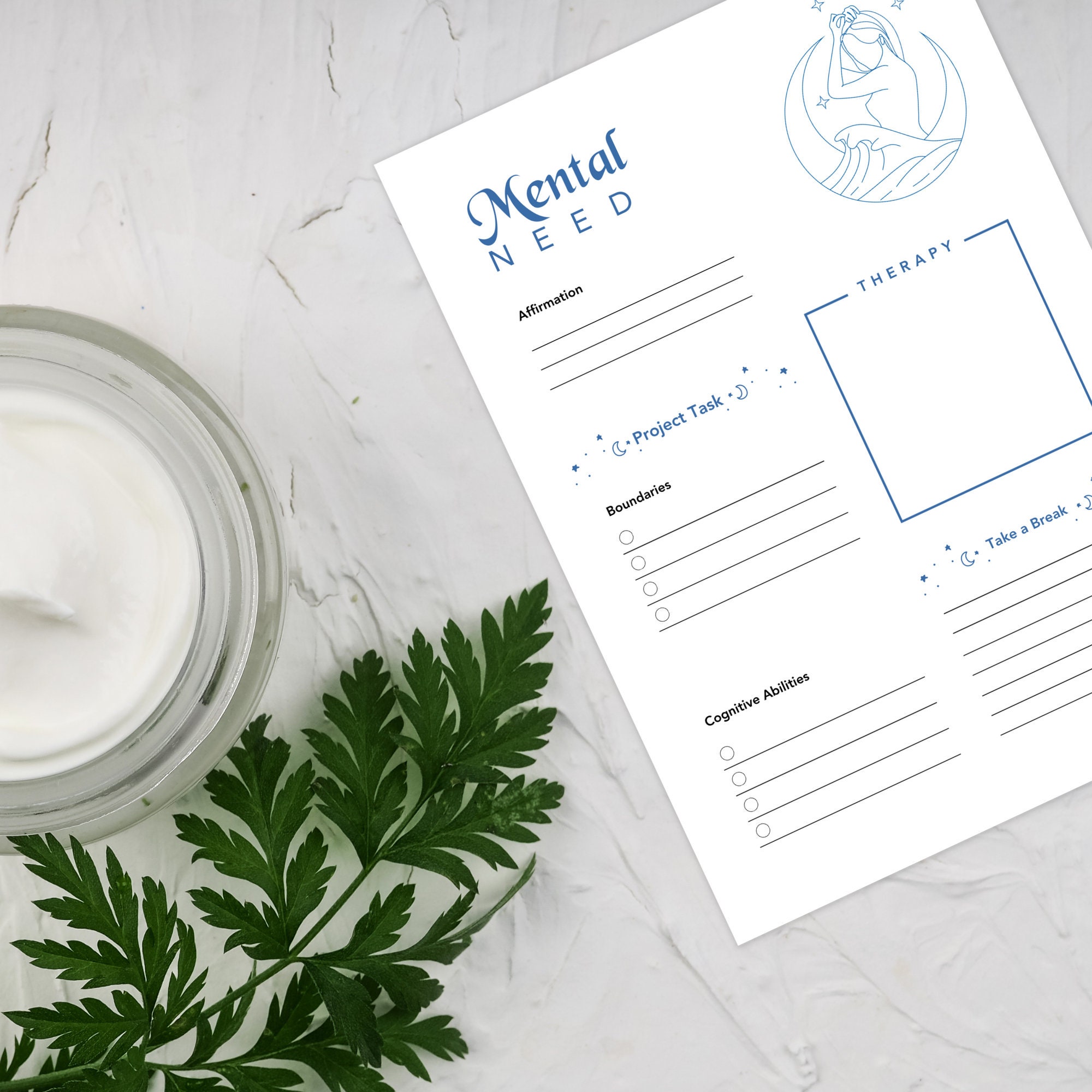 Aquarius-themed Blue Self Care Planner Printable & Fillable PDF ...