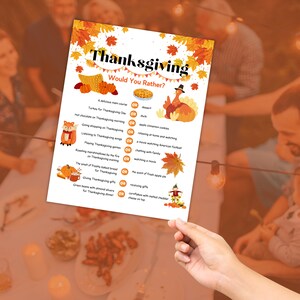 Thanksgiving Would You Rather Printable Friendsgiving Games, Family ...