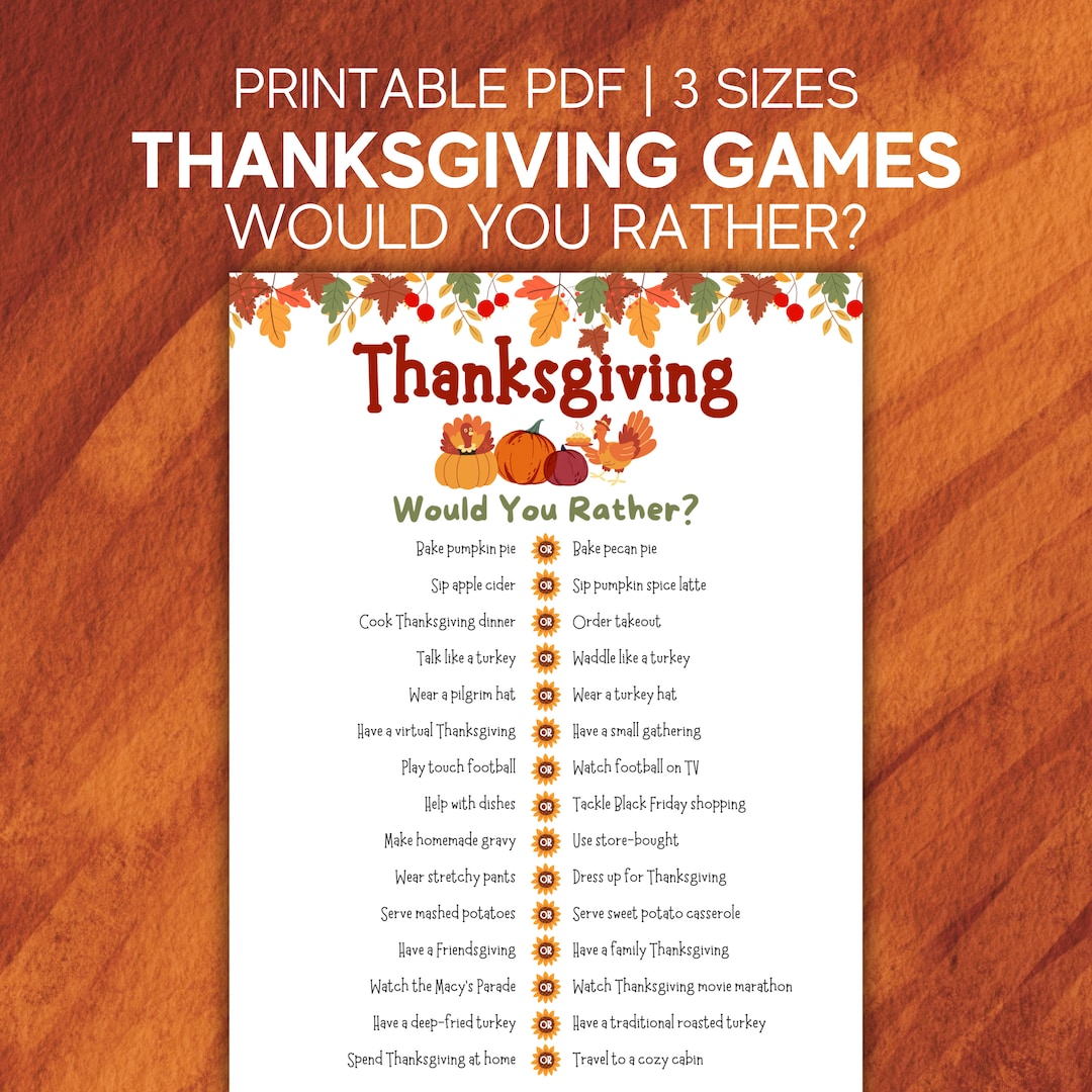 Thanksgiving Would You Rather Game, Would You Rather, Thanksgiving ...