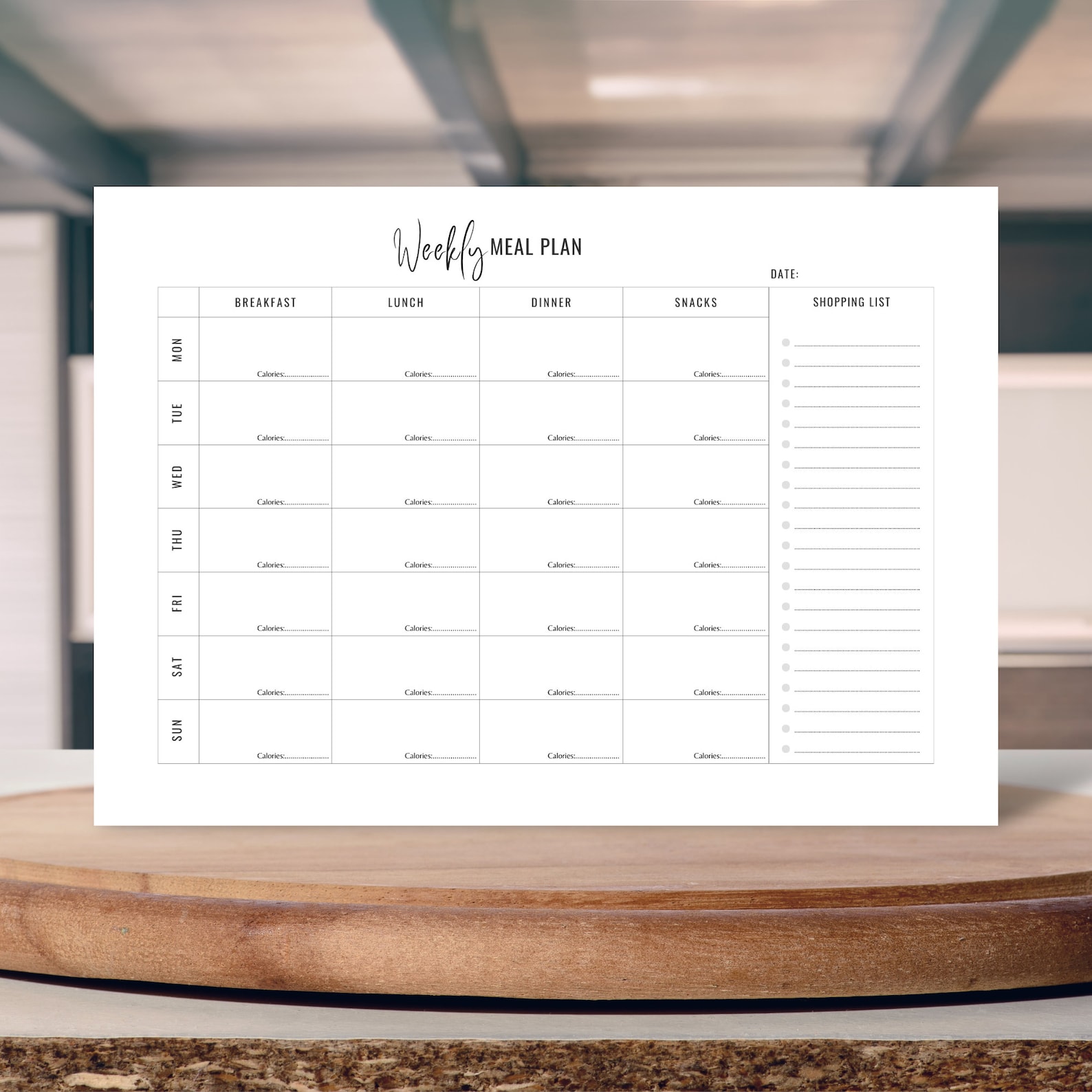 Printable Minimalist Weekly Meal Plan Food Diary Meal Prep Planner ...