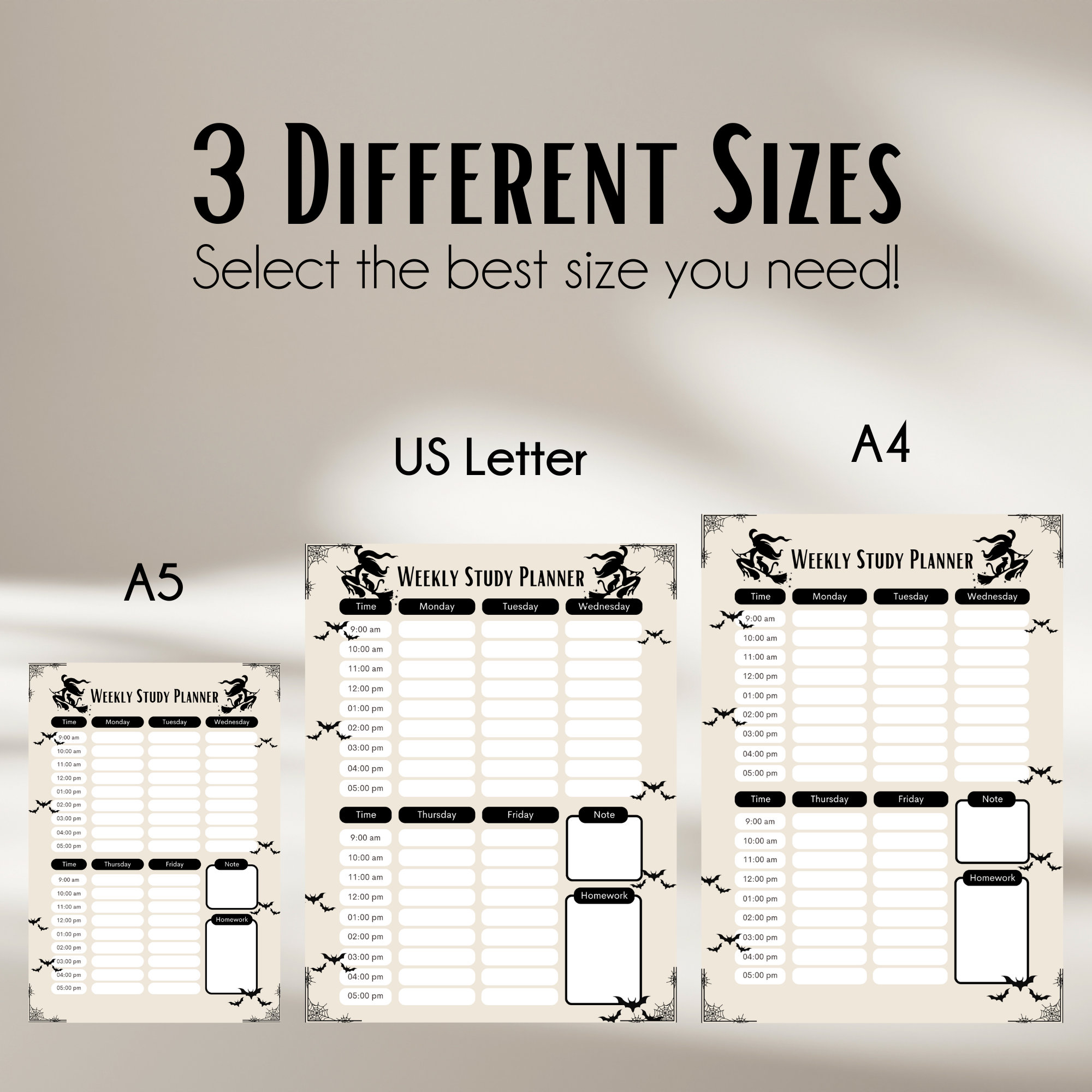 Gothic Witchy Student Planner Printable Gothic Planner, Witch Planner ...
