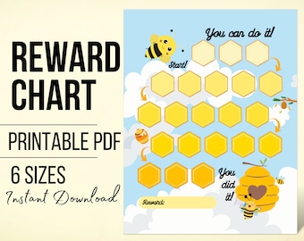 Bee Reward Chart Printable Bee Behavior Chart Kids Routine Sticker ...