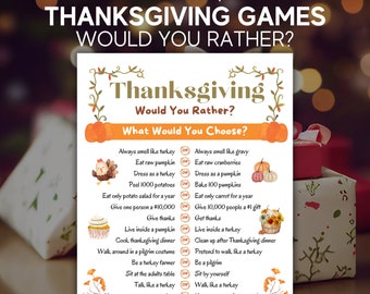 Thanksgiving Would You Rather Printable Friendsgiving Games, Family ...