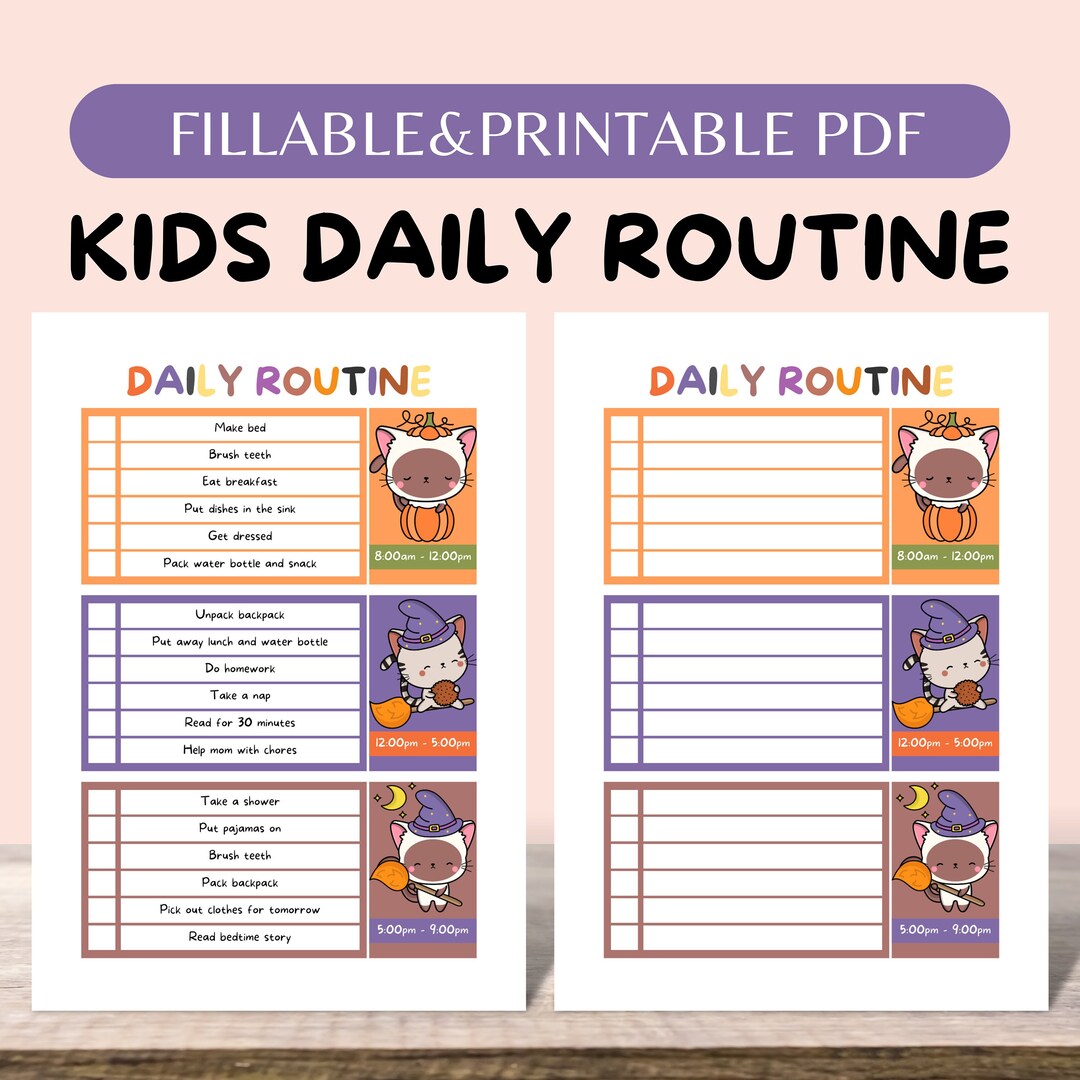 Witchy Kids Daily School Checklist Printable Chore Chart for Kids, Kids ...