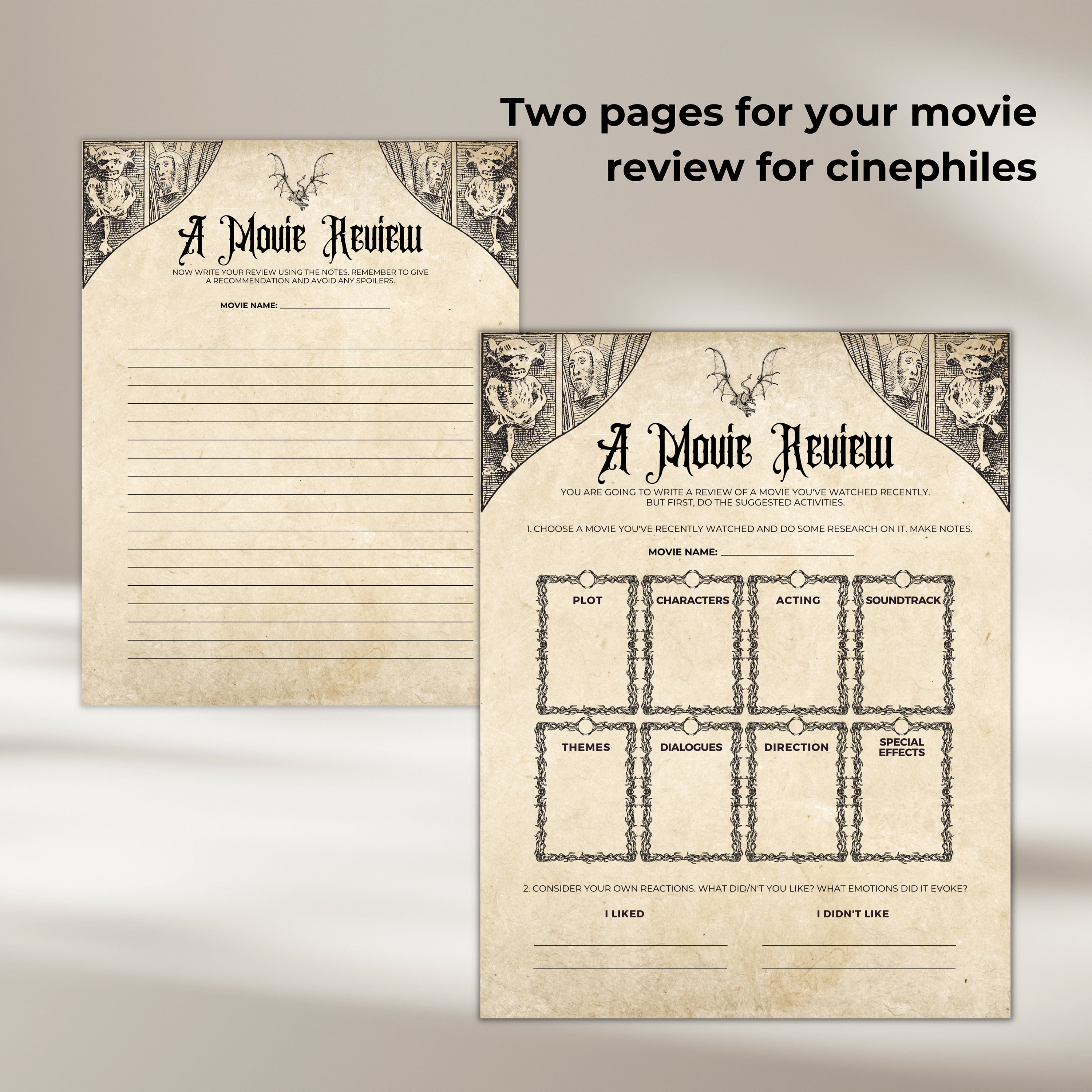 Gothic Movie Tracker Printable PDF Movie Challenge Printable, Movies to ...