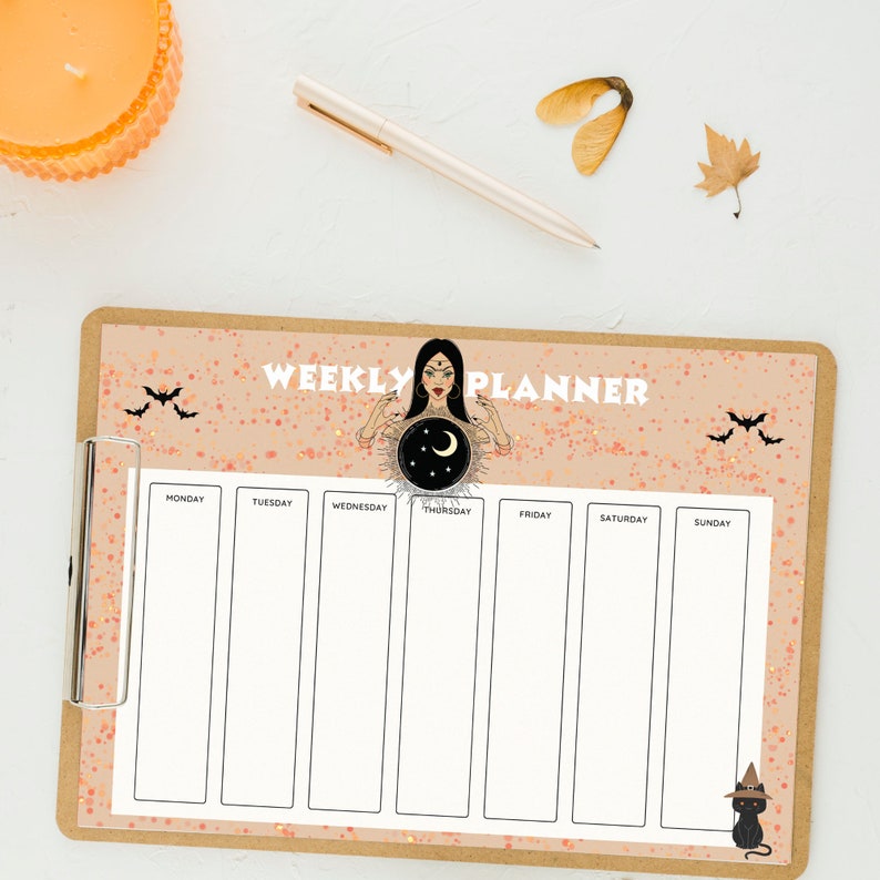 Witchy Weekly Planner Printable, Gothic Wiccan Design (PDF) - Etsy