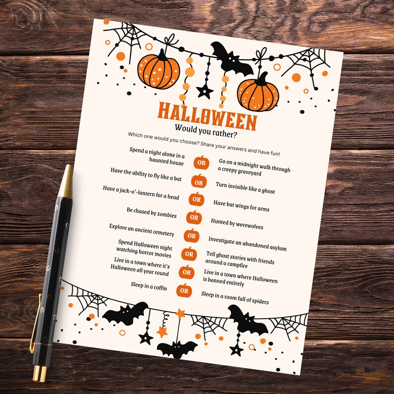 Halloween Party Games Would You Rather This or That Party, Trivia ...