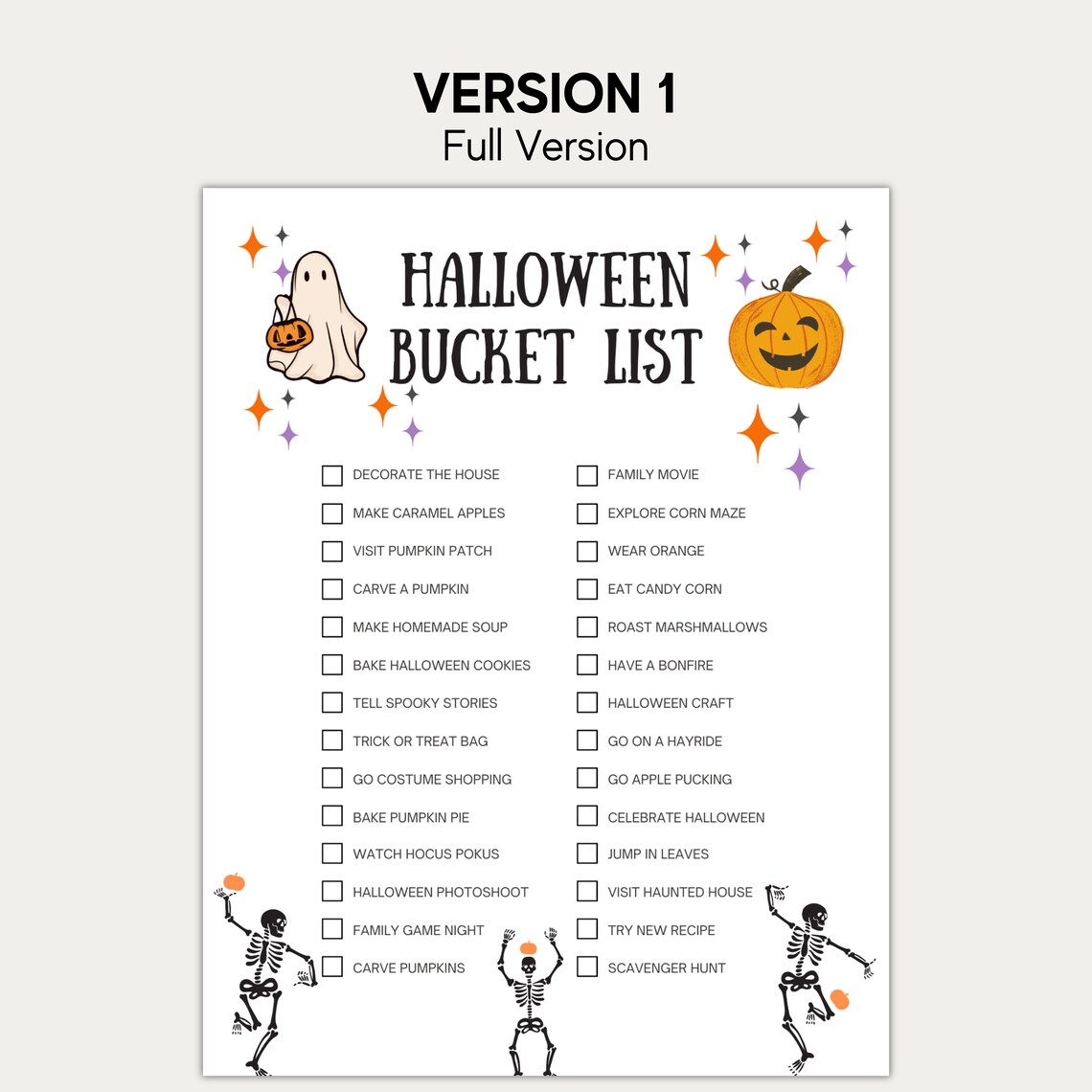 Cute Halloween Bucket List Printable Halloween Activities, Halloween ...
