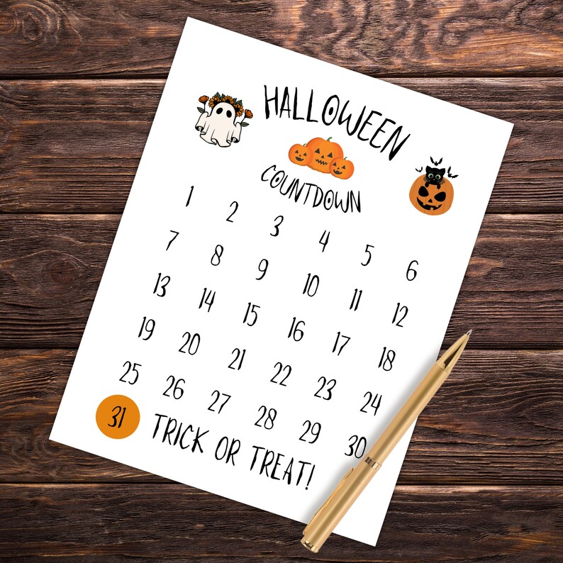 Halloween Countdown Calendar Printable Halloween Activities, Halloween ...