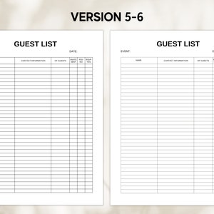 Printable Guest List Template, RSVP Tracker (PDF) - Etsy