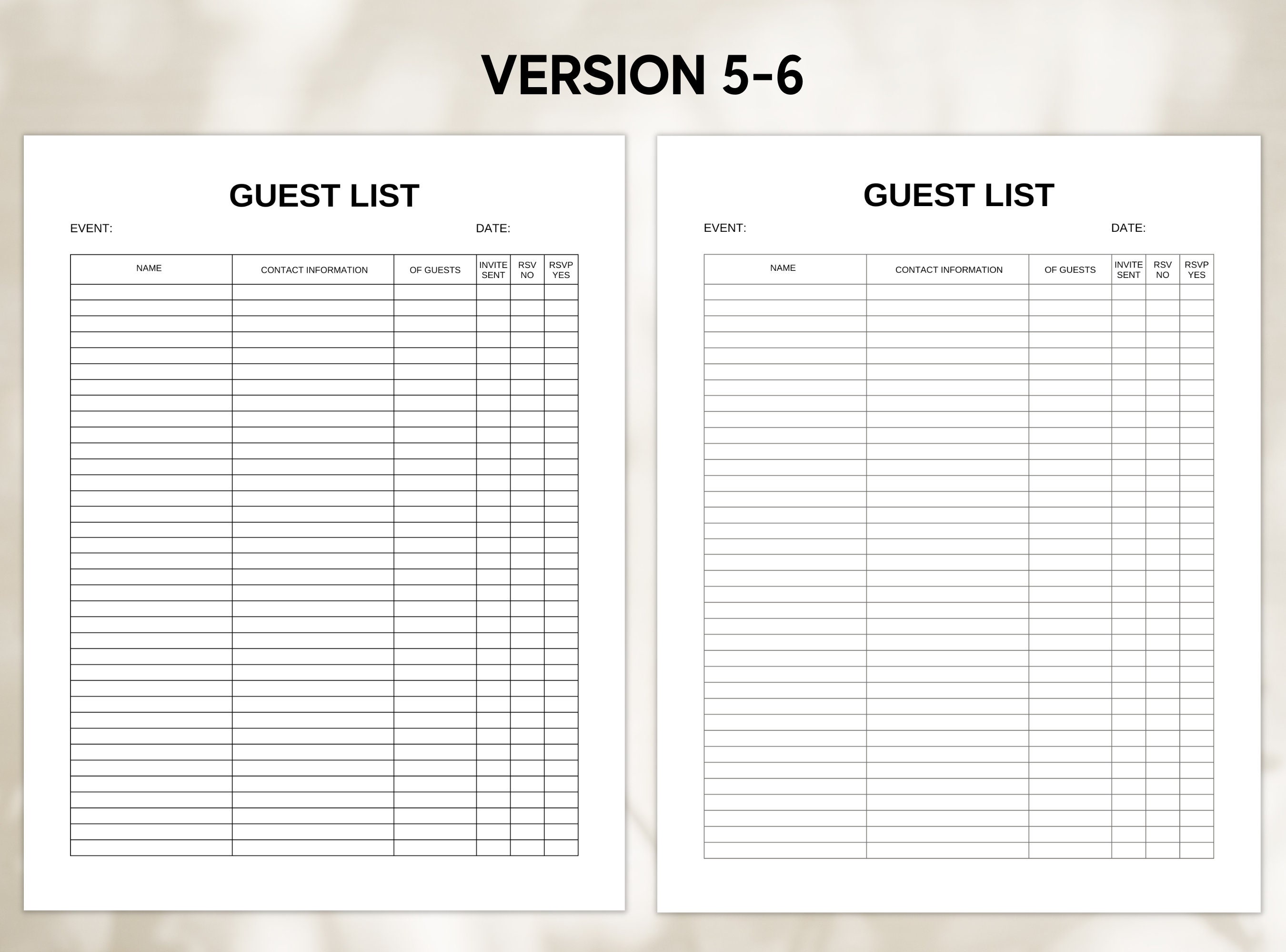 Printable Guest List Template RSVP Tracker Printable Event Planner Log ...