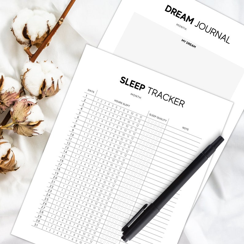 Minimal Sleep Tracker Printable Monthly Sleep Log, Sleep Quality ...