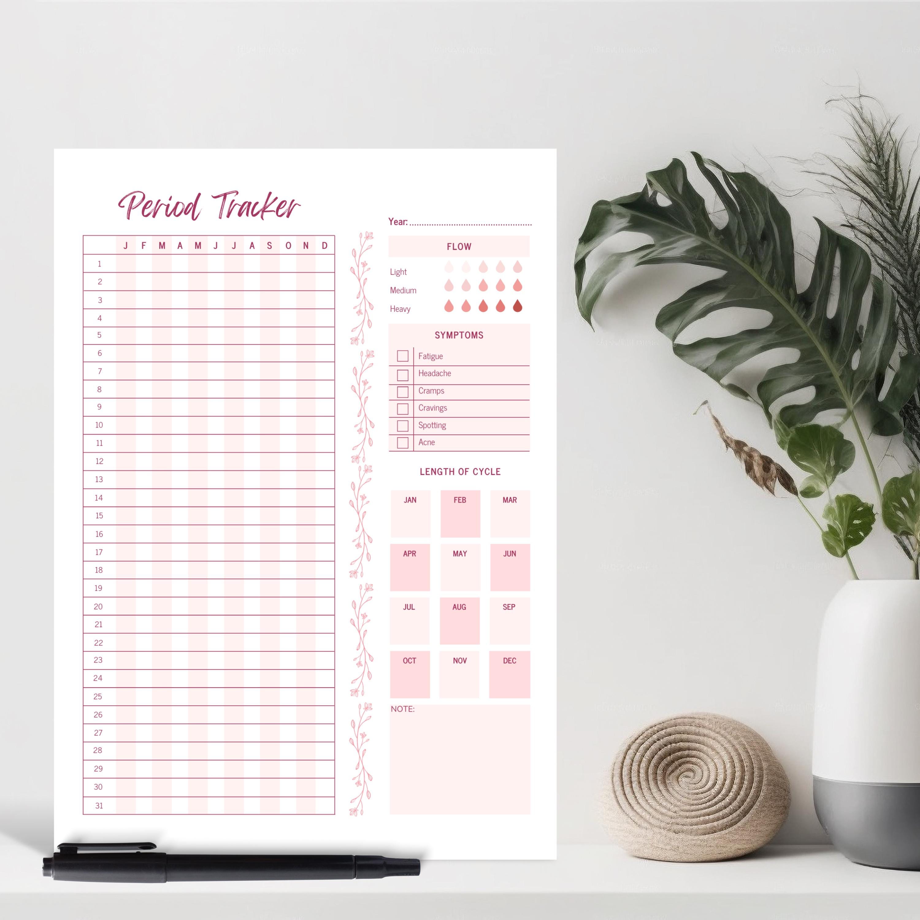 Floral Period Tracker Printable, Symptom Calendar (2026-2027), PDF - Etsy