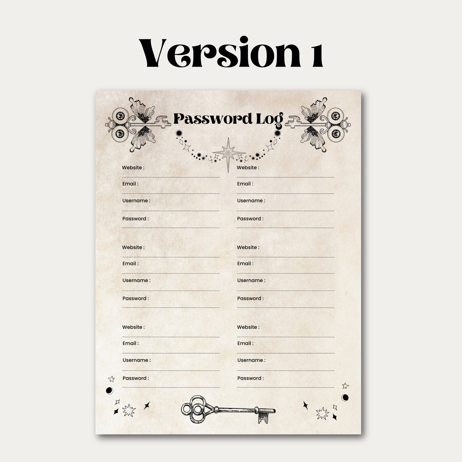 Gothic Witchy Password Log Printable Digital Password Tracker, Goth ...