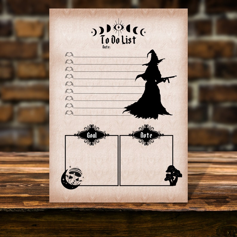 Gothic Witchy Daily to Do List Card Printable Pdf Goth Chore List, to ...