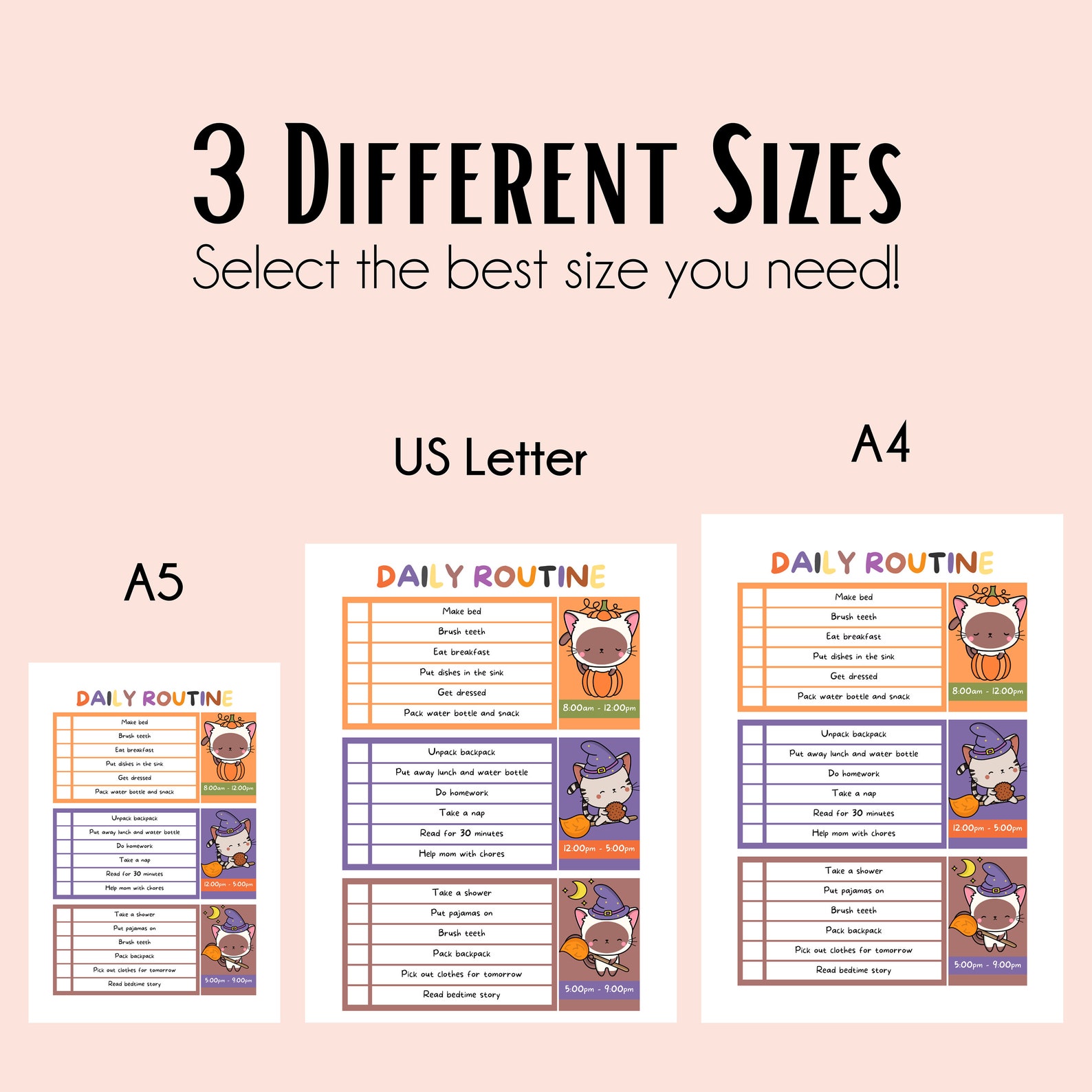 Witchy Kids Daily School Checklist Printable Chore Chart for Kids, Kids ...