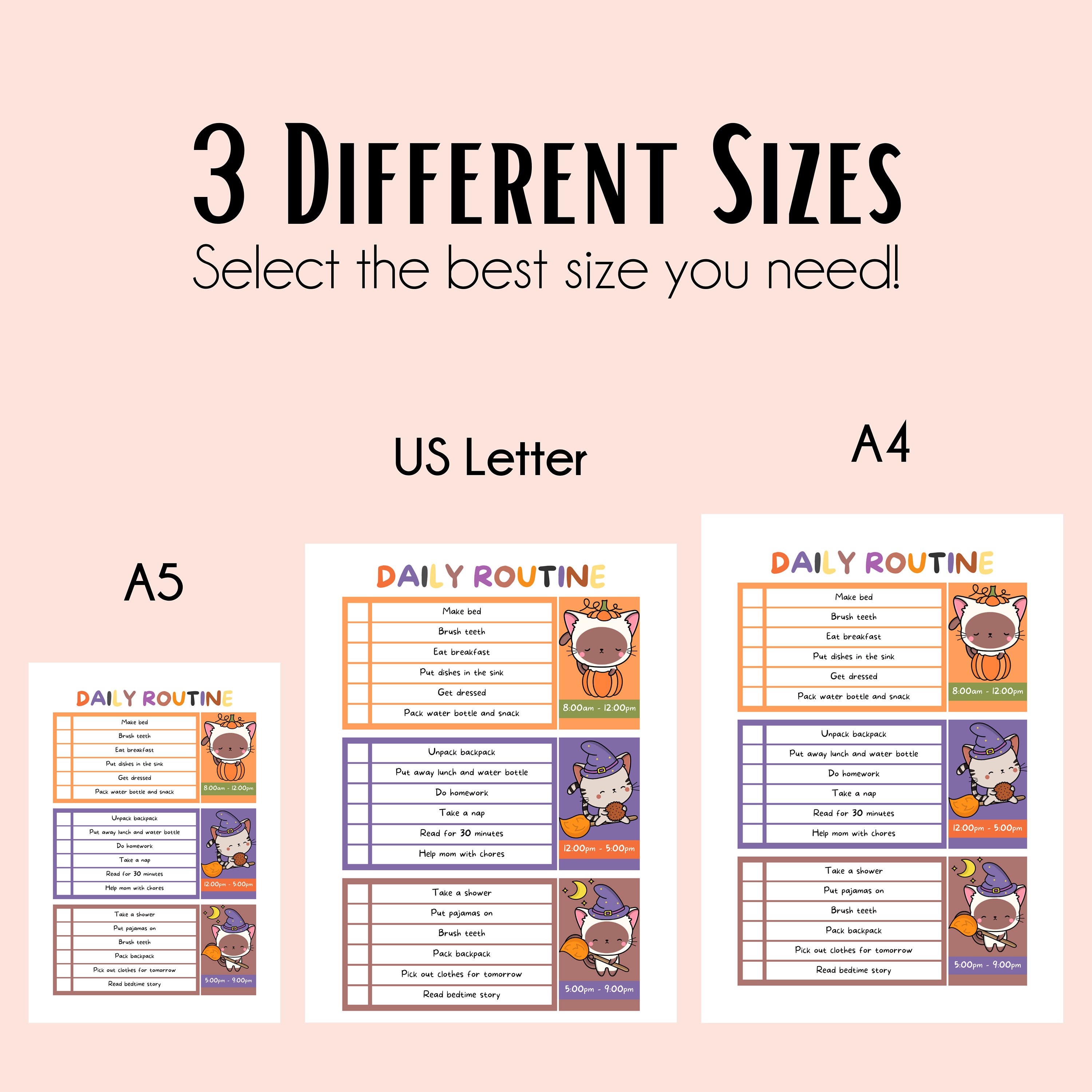 Witchy Kids Daily School Checklist Printable Chore Chart for Kids, Kids ...