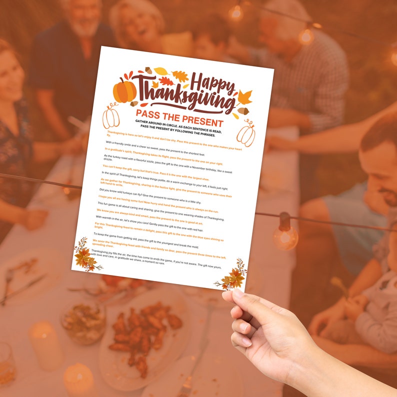 Friendsgiving Games Printable Thanksgiving Pass the Present Game, Pass ...