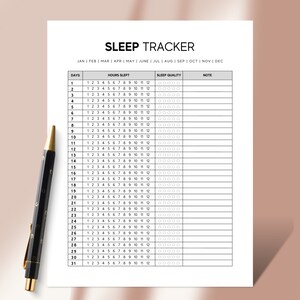 Minimal Monthly Sleep Tracker Printable Sleep Log, Sleep Diary, Sleep ...