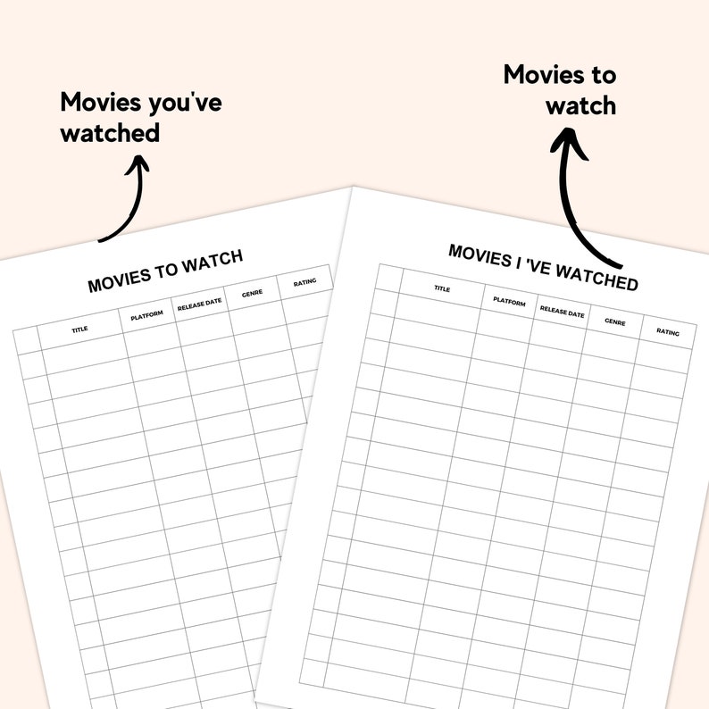 Minimal Movie Tracker Printable PDF Movie Challenge Printable, Movies ...