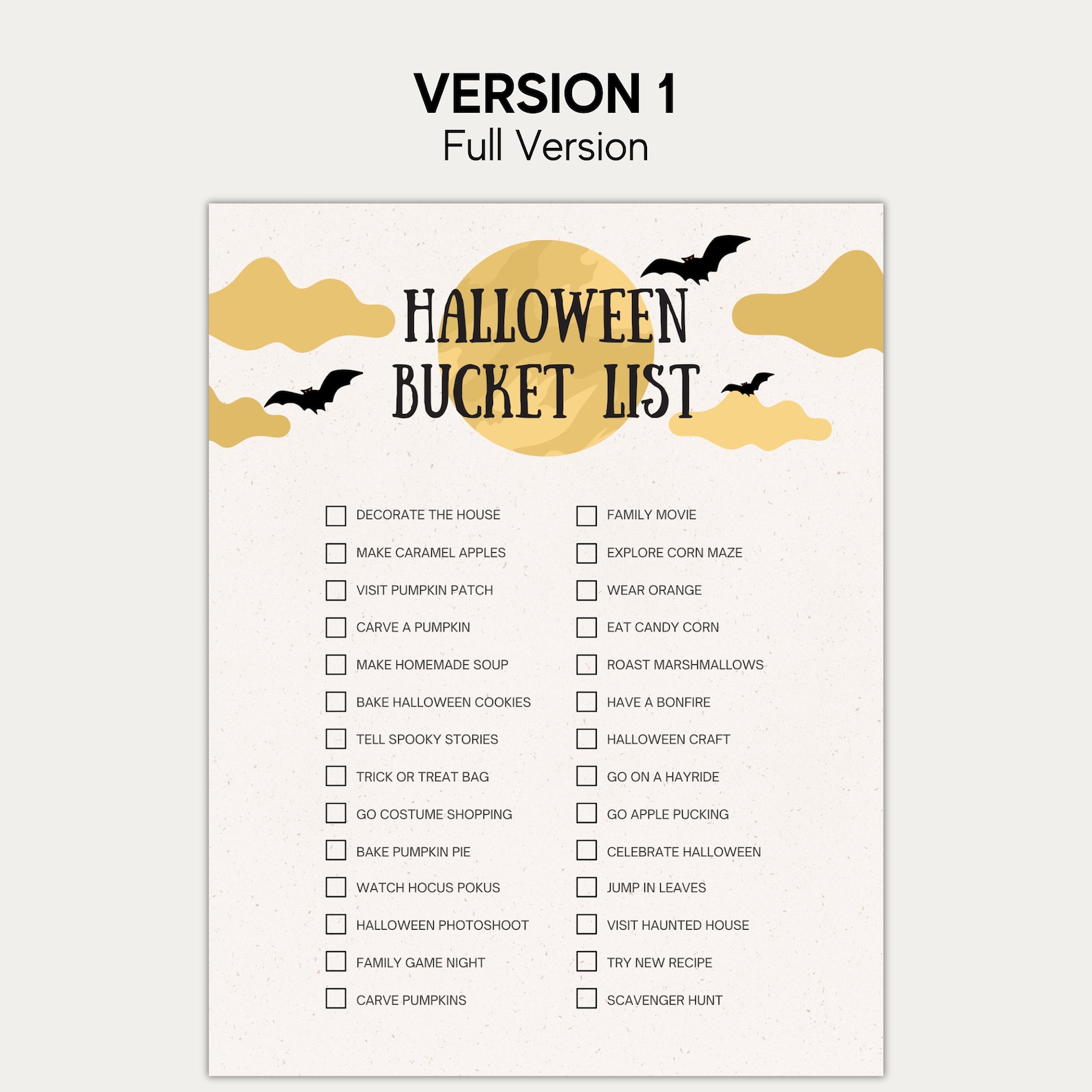 Halloween Bucket List Printable Halloween Activities, Halloween ...