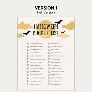 Halloween Bucket List Printable Halloween Activities, Halloween ...