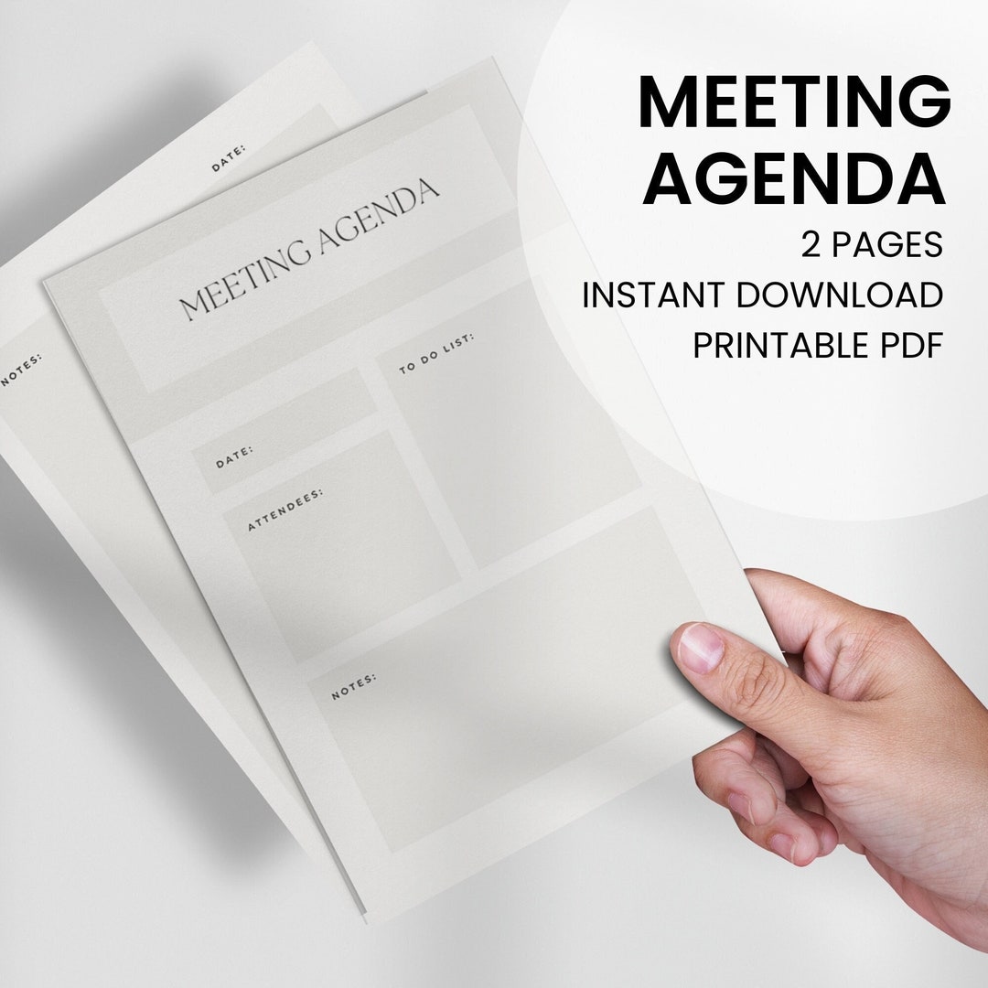 Minimalist A4 Us Letter Meeting Agenda Meeting Notes Printable, Meeting ...