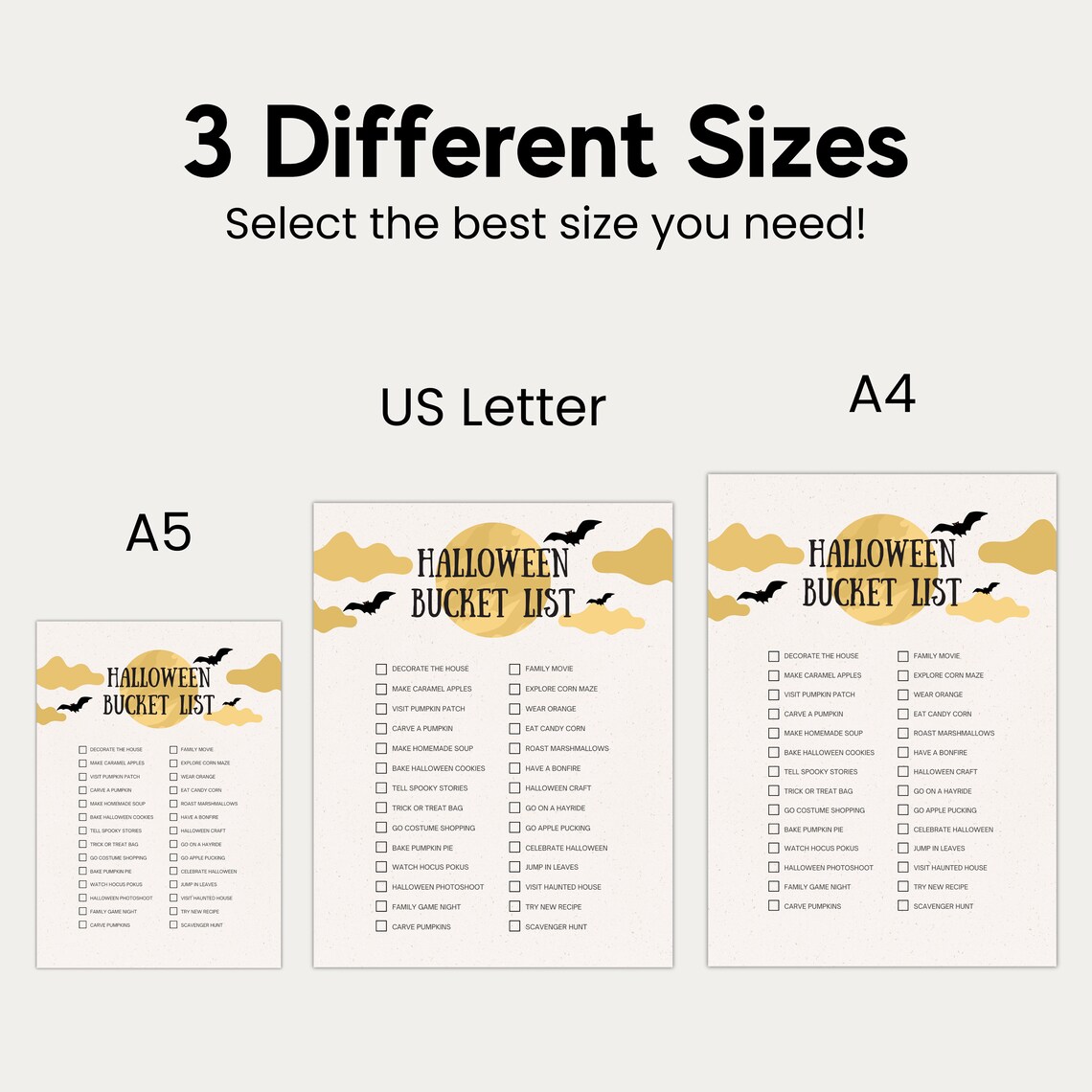 Halloween Bucket List Printable Halloween Activities - Etsy