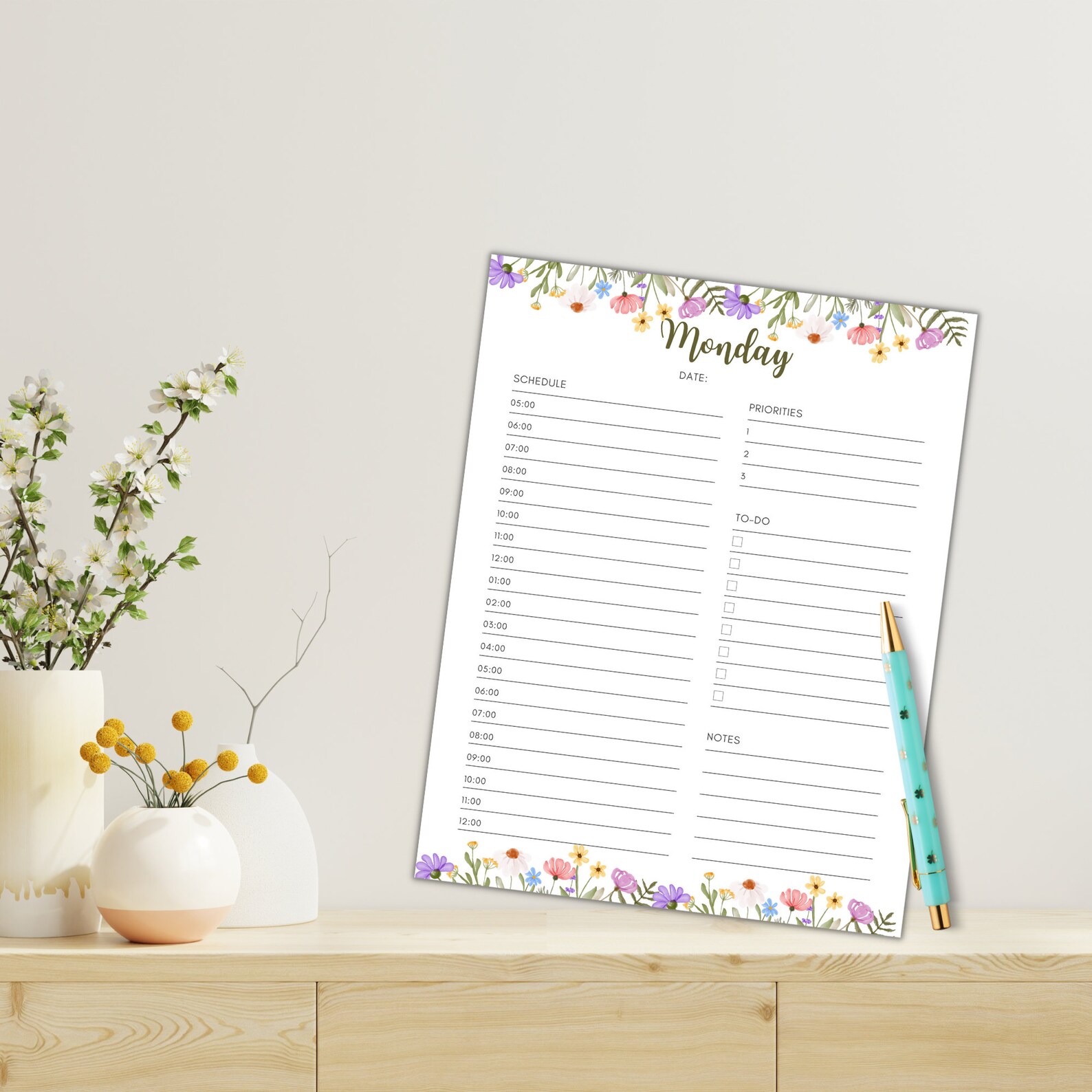 Colorful Floral Daily Planner Fillable Printable Daily Planner Pdf ...