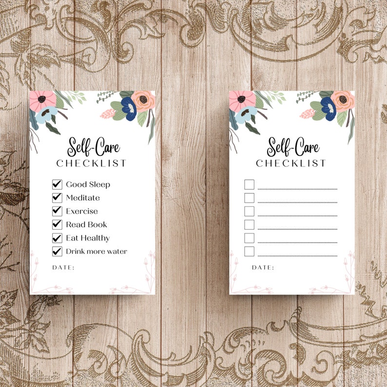Colorful Floral Self Care Checklist Daily Checklist Routine Checklist ...