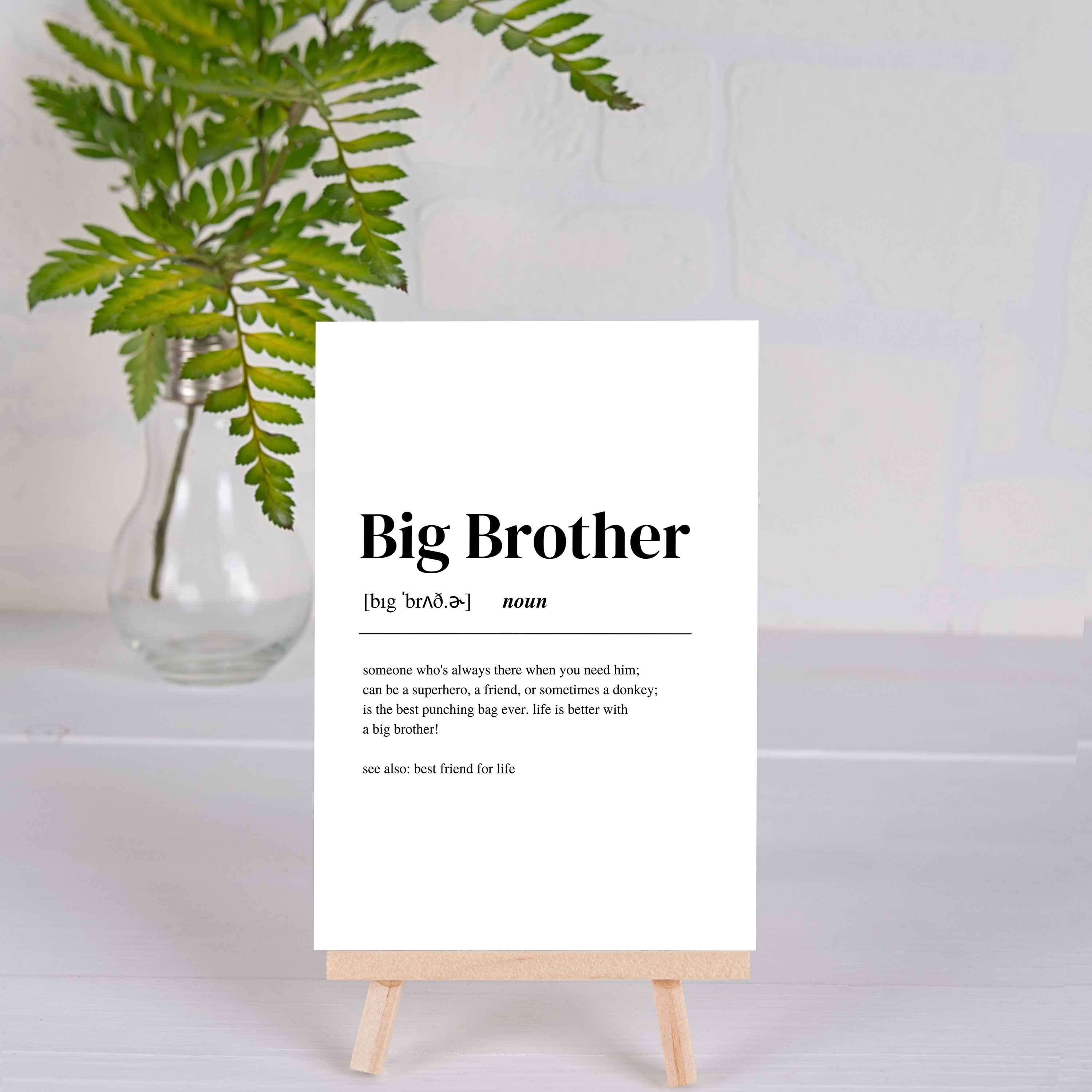 Big Brother Definition Card Printable Fillable Pdf, Gift for Him ...
