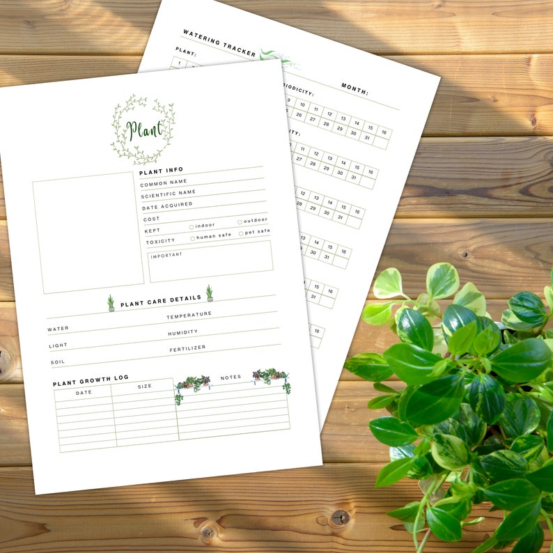 Plant Care Tracker Printable Watering Planner Template, Houseplant Info ...