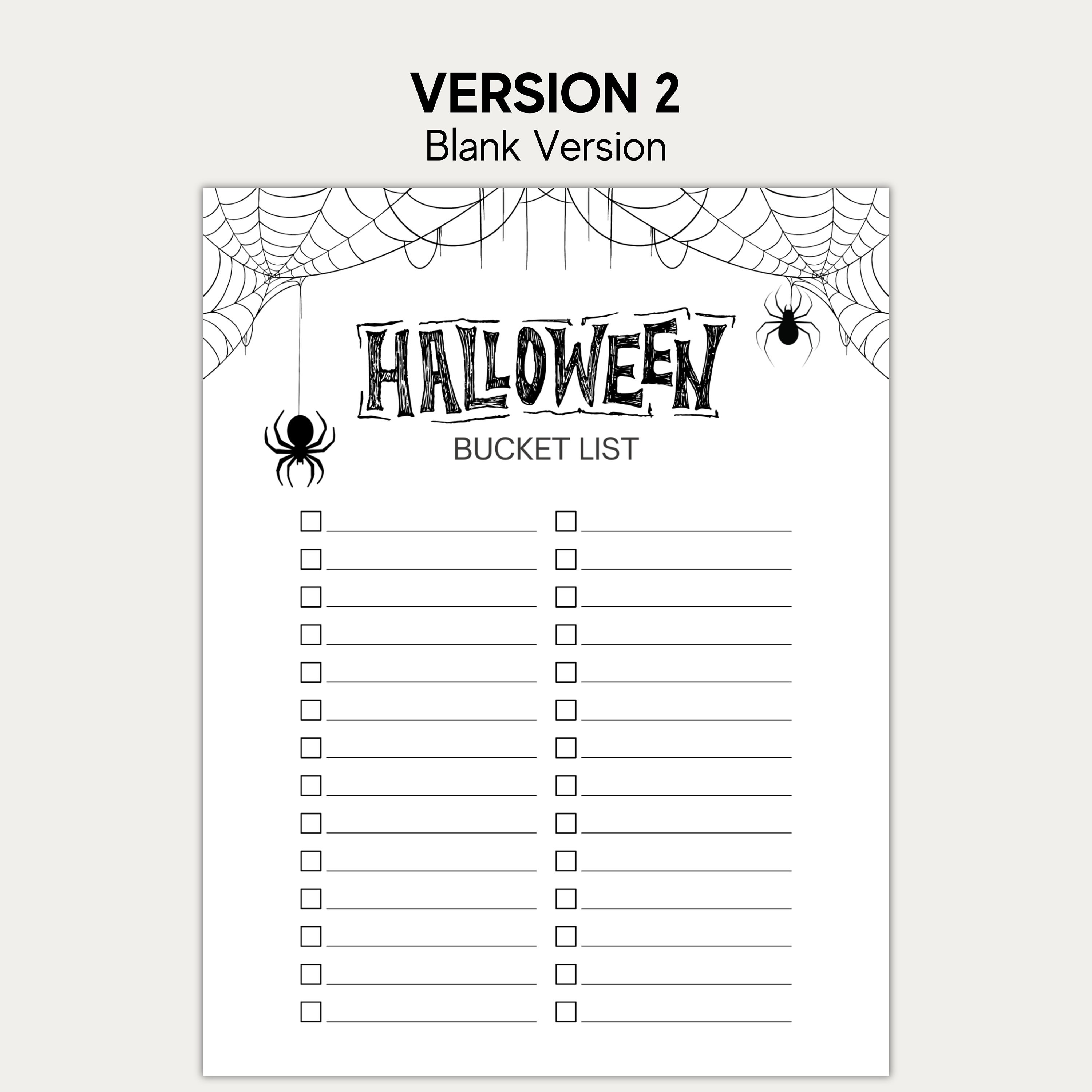Spooky Halloween Bucket List Printable Halloween Activities, Bucket ...