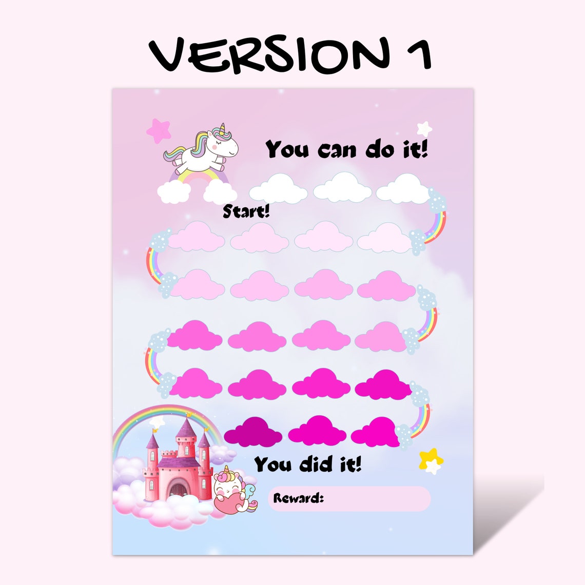 Unicorn Reward Chart Printable PDF Unicorn Behavior Chart - Etsy