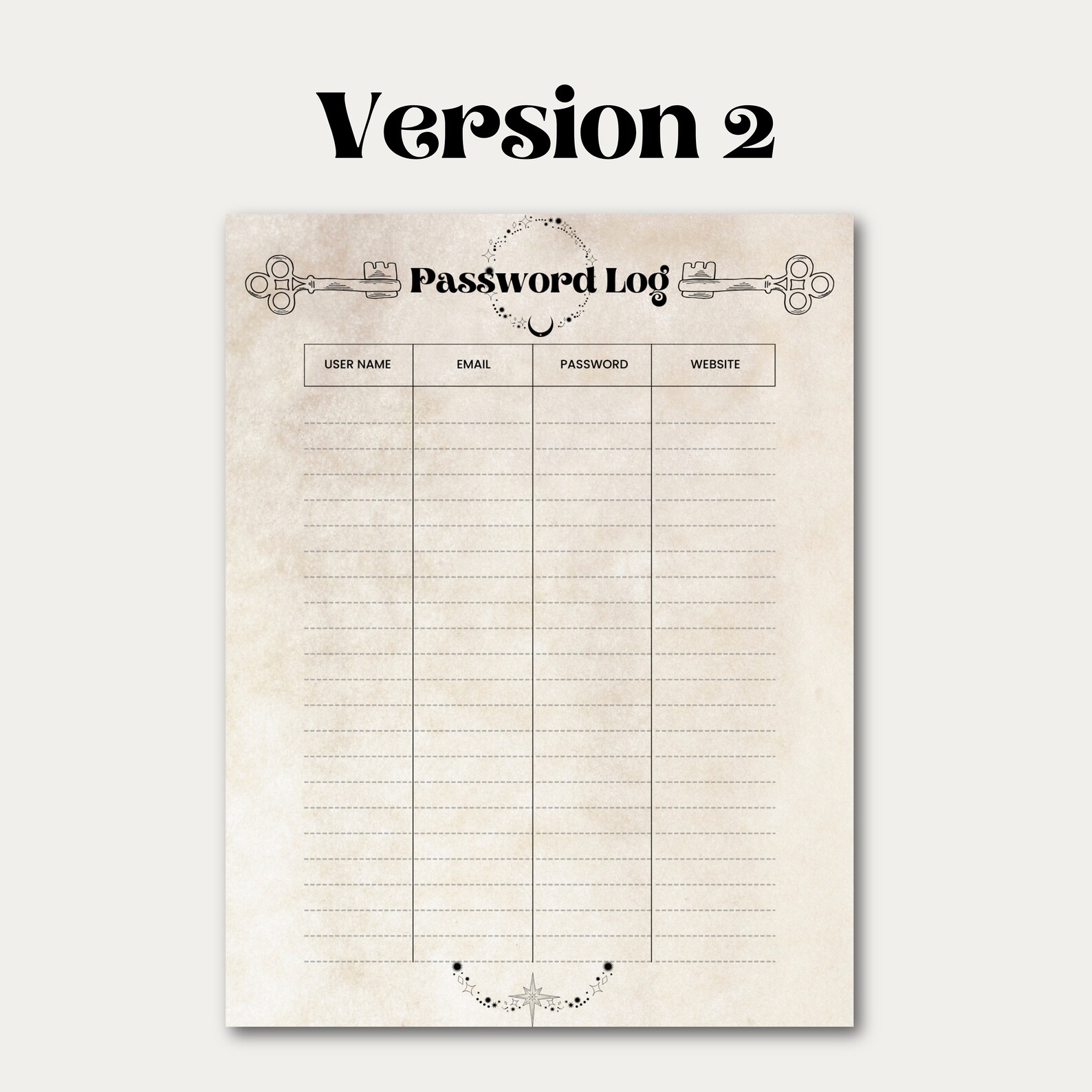 Gothic Witchy Password Log Printable Digital Password Tracker, Goth ...