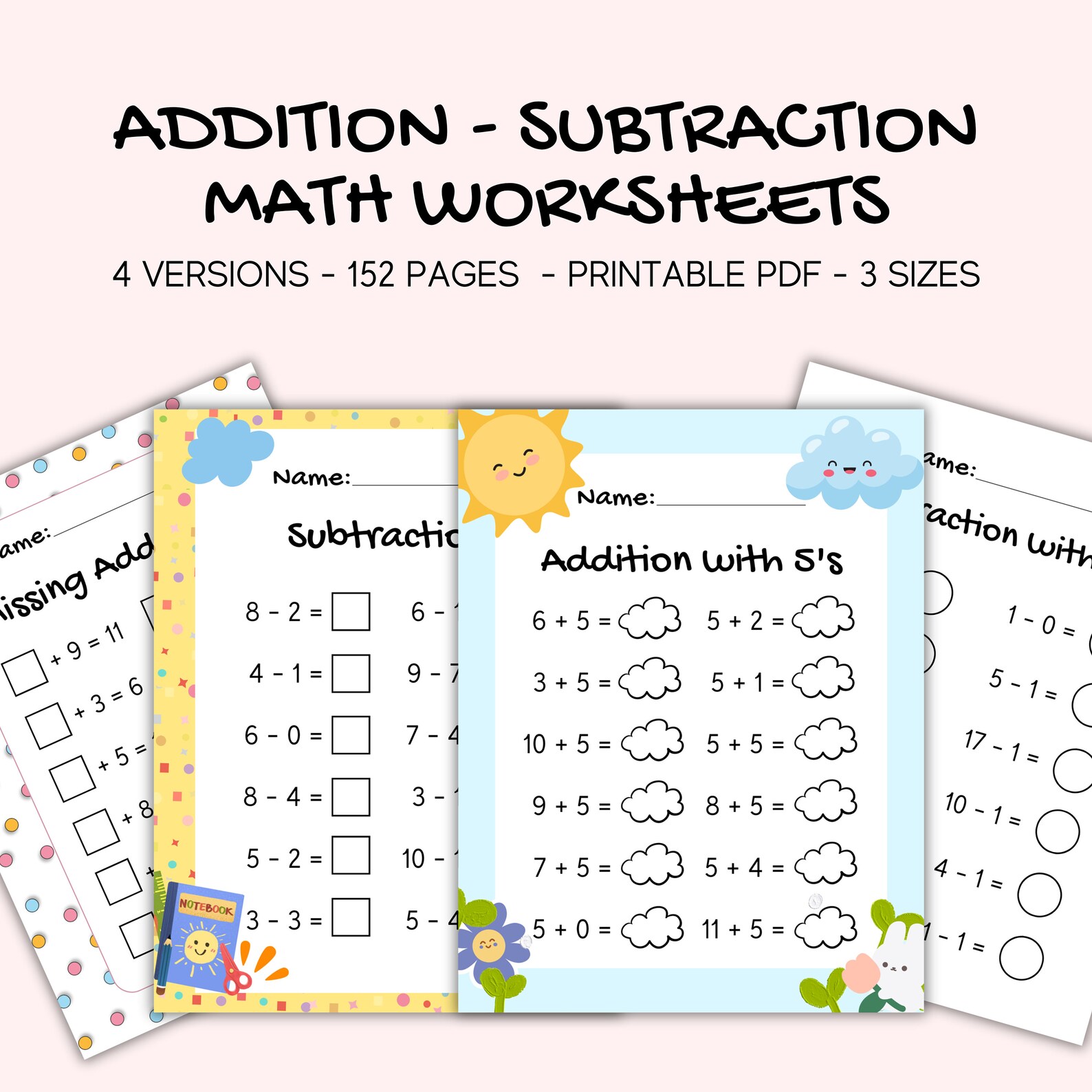 Engaging Math Worksheets Bundle for Kids - Printable Pdfs, Addition ...
