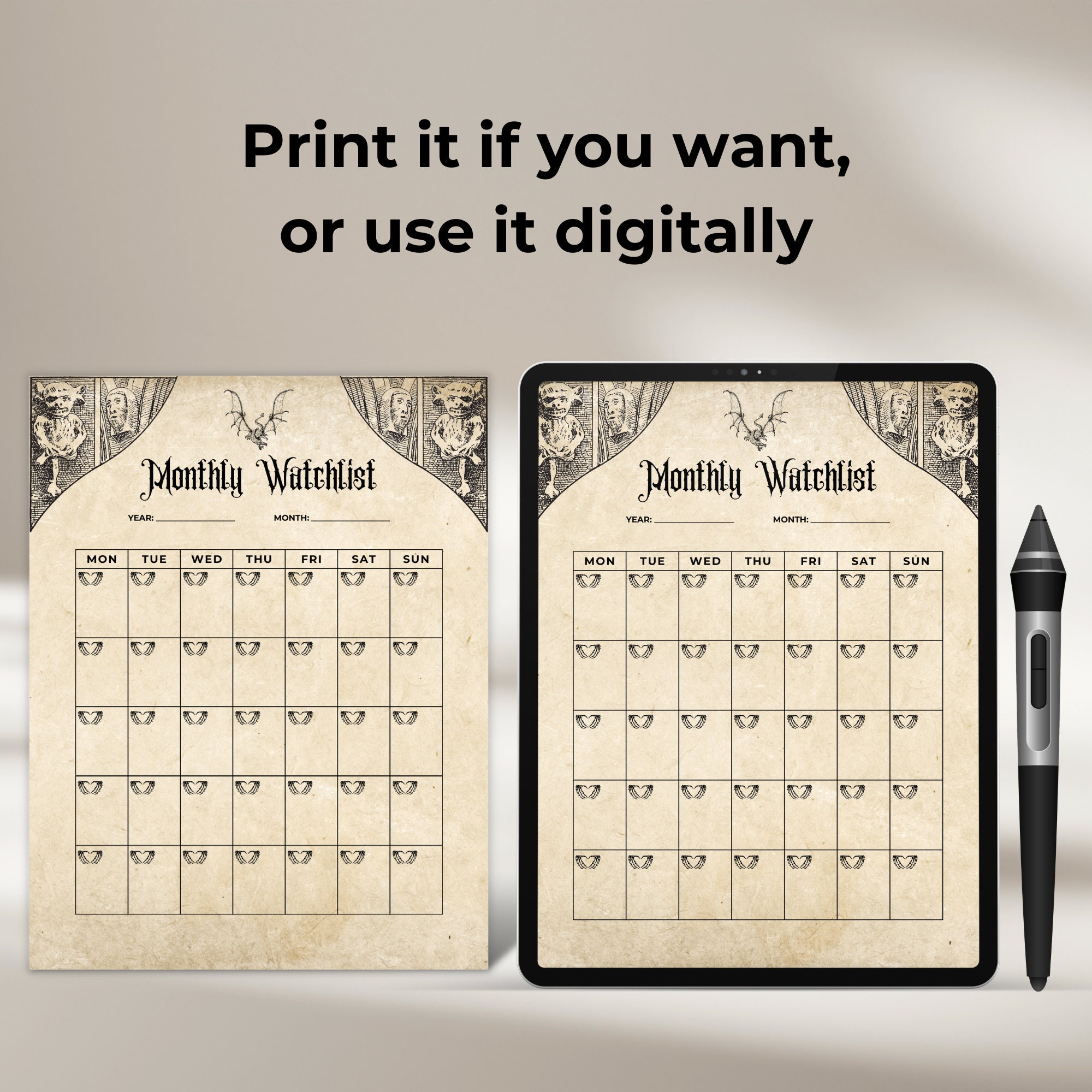 Gothic Movie Tracker Printable PDF Movie Challenge Printable, Movies to ...