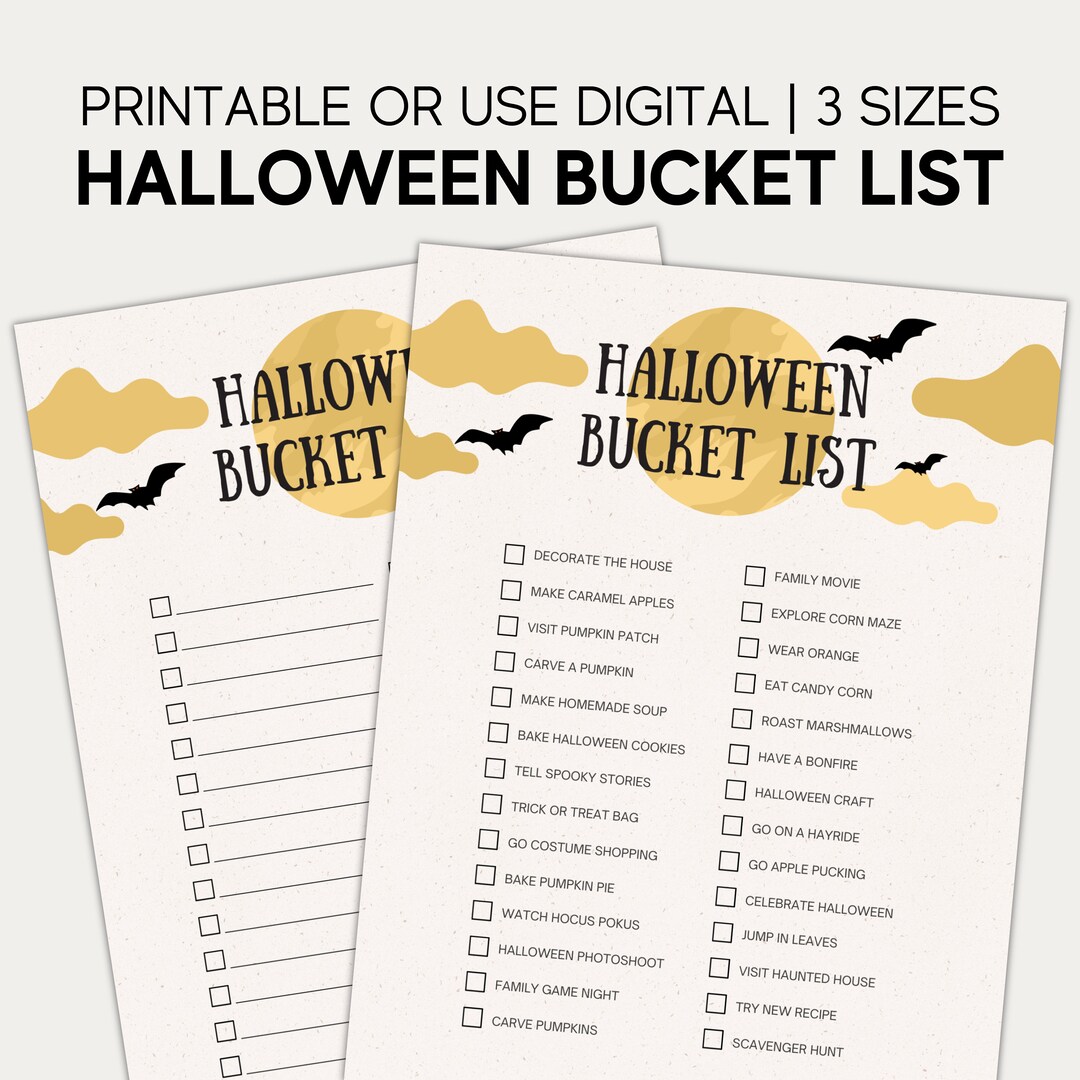 Halloween Bucket List Printable Halloween Activities, Halloween ...