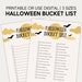 Halloween Bucket List Printable Halloween Activities - Etsy