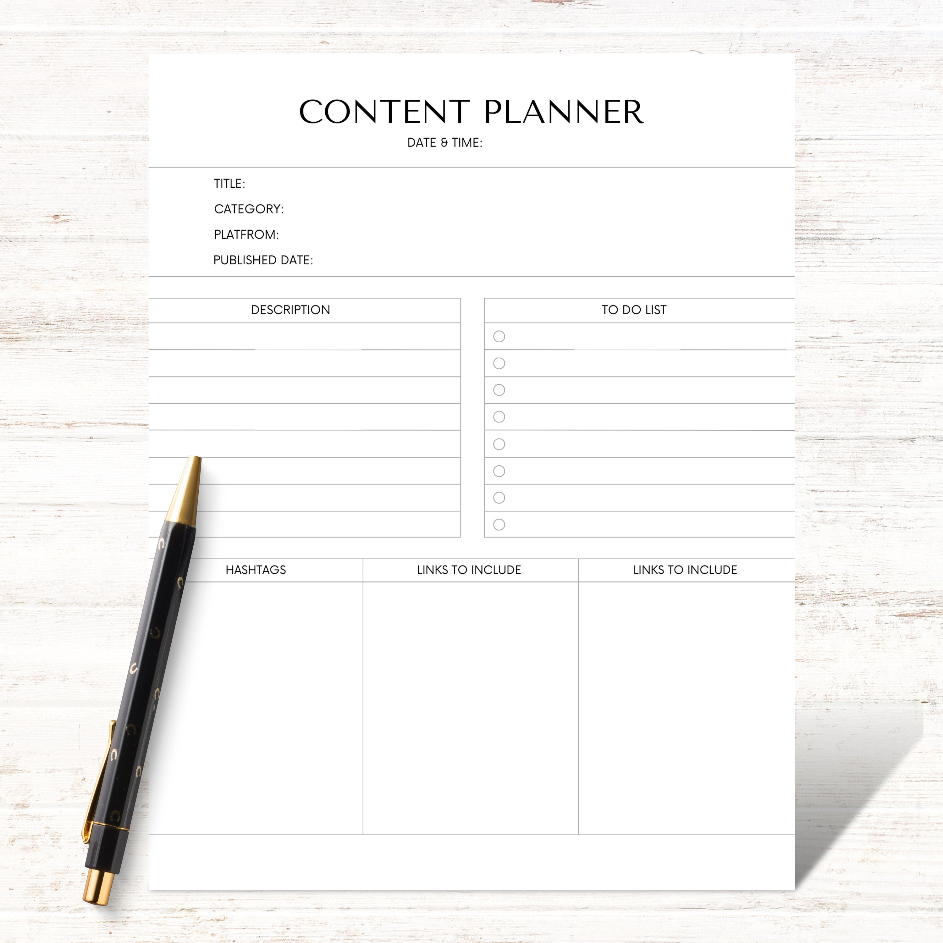 Minimal Content Planner Social Media Planner Printable Social - Etsy