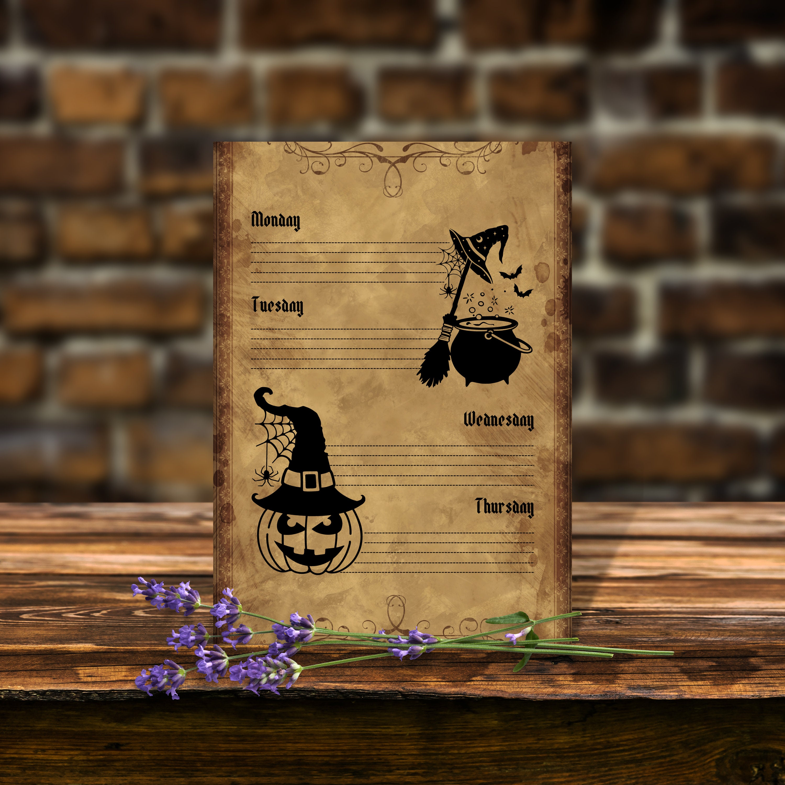 Gothic Witchy Weekly Planner Card, Printable PDF - Etsy