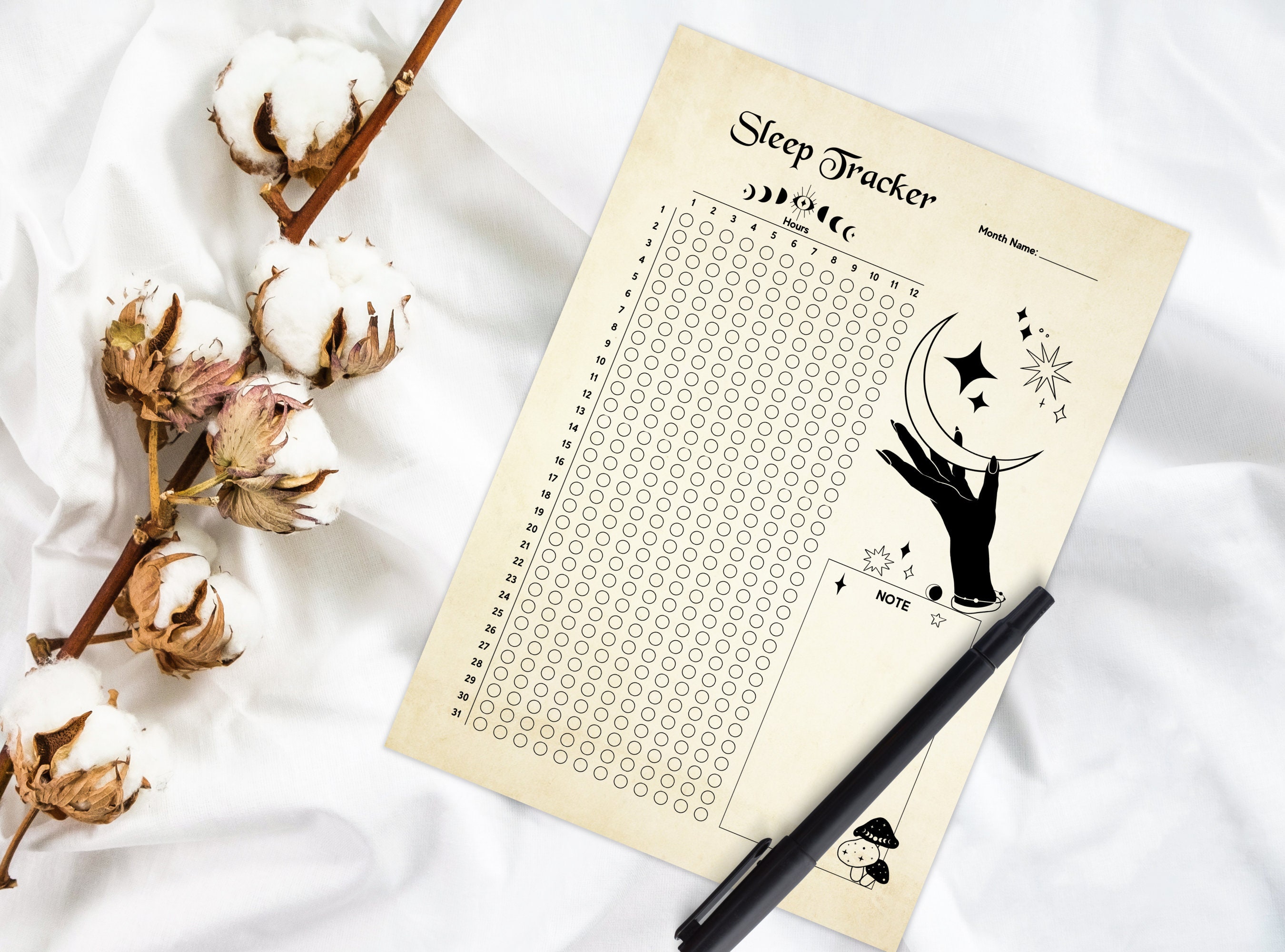 Gothic Sleep Tracker Printable Witchy Monthly Sleep Log, Sleep Quality ...