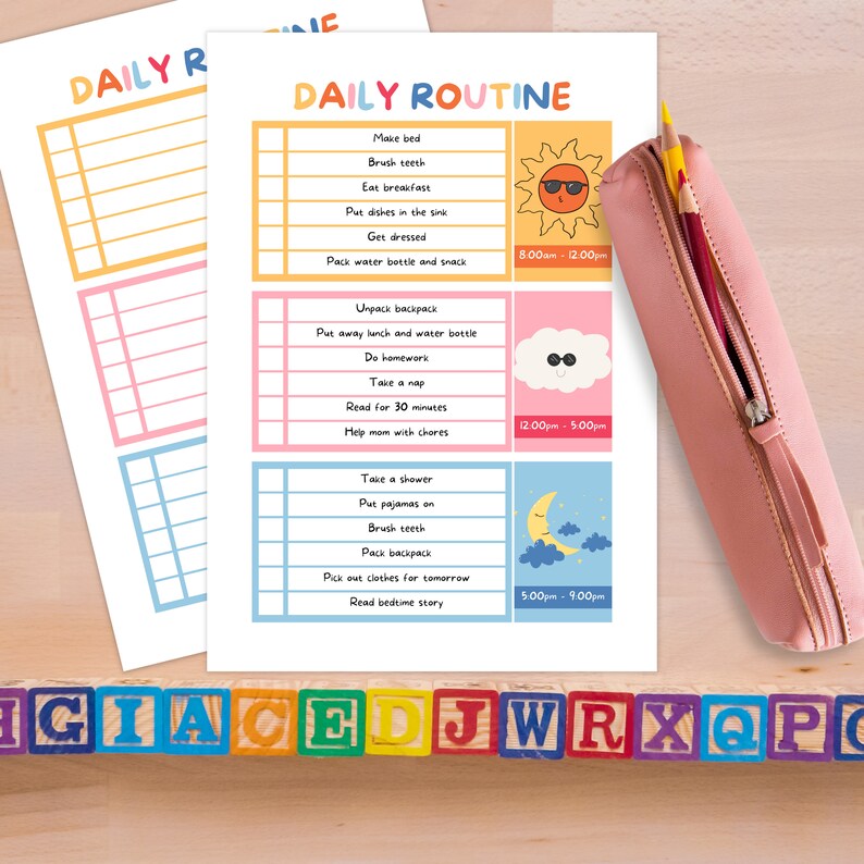 Kids Daily School Checklist Printable Chore Chart for Kids - Etsy