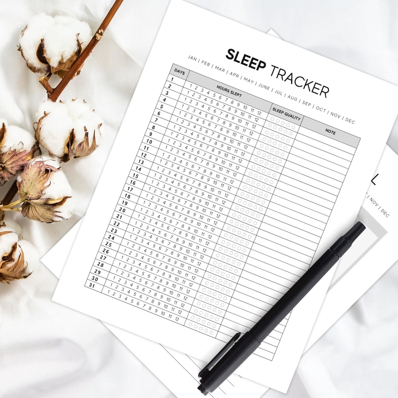 Minimal Monthly Sleep Tracker Printable Sleep Log, Sleep Diary, Sleep ...