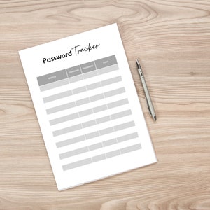 Minimalist Password Tracker Printable Password Template, Password Book ...