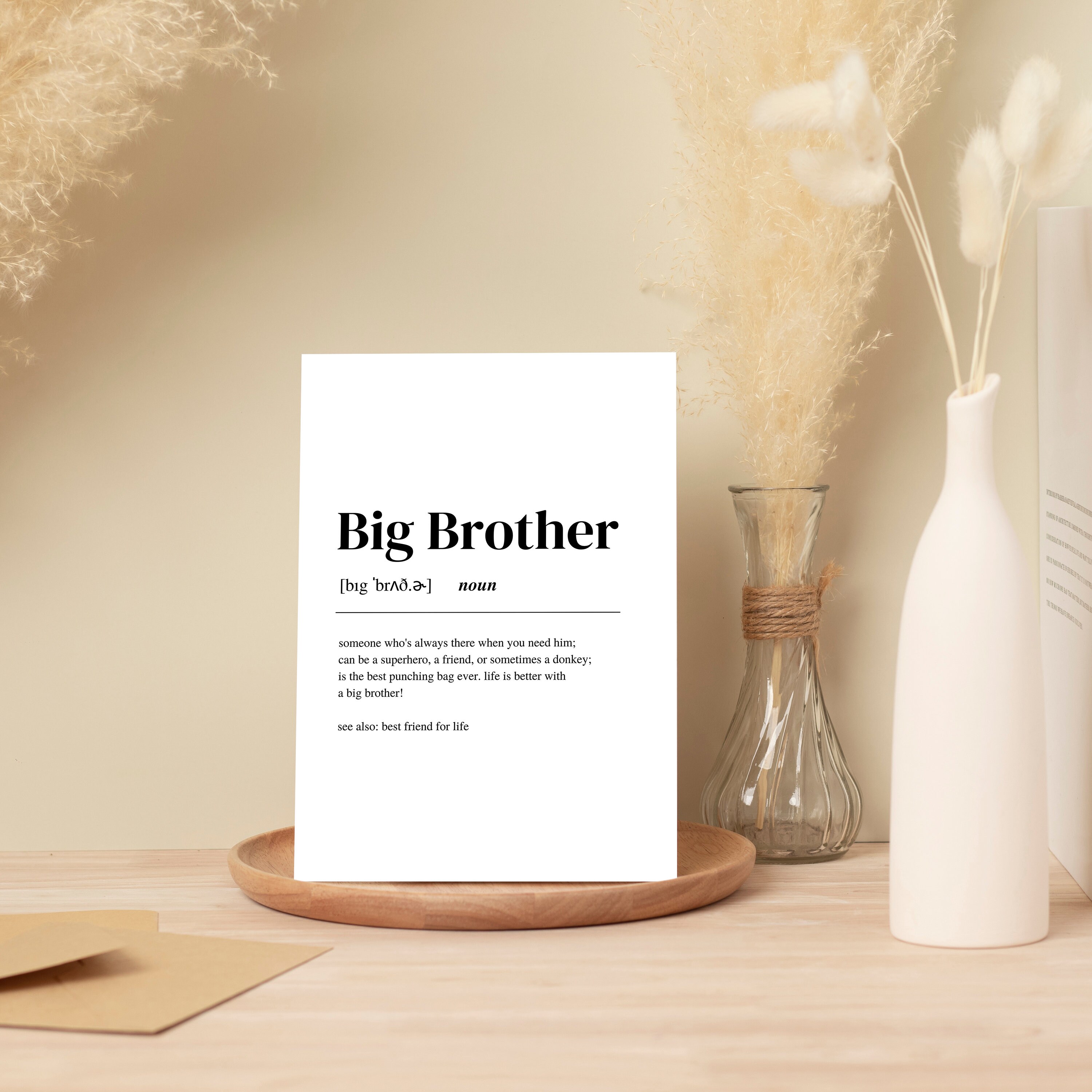 Big Brother Definition Card Printable Fillable Pdf Gift for - Etsy