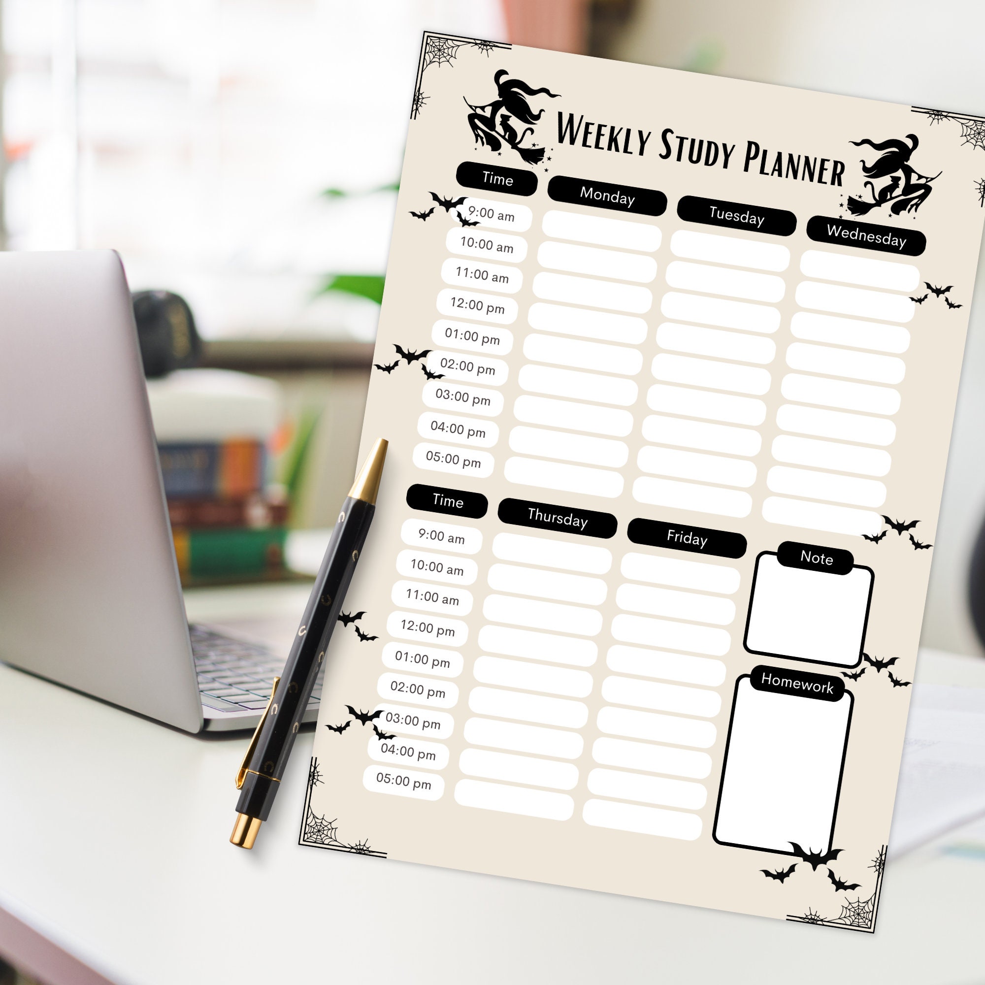 Gothic Witchy Student Planner Printable Gothic Planner, Witch Planner ...